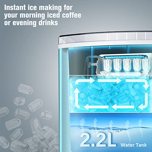Freezimer Ice Maker Machine for Countertop, 33 lbs/24Hrs, 9 Cubes Ready in 6 Mins Self-Cleaning Electric Ice Machine with Basket and Ice Scoop,Black