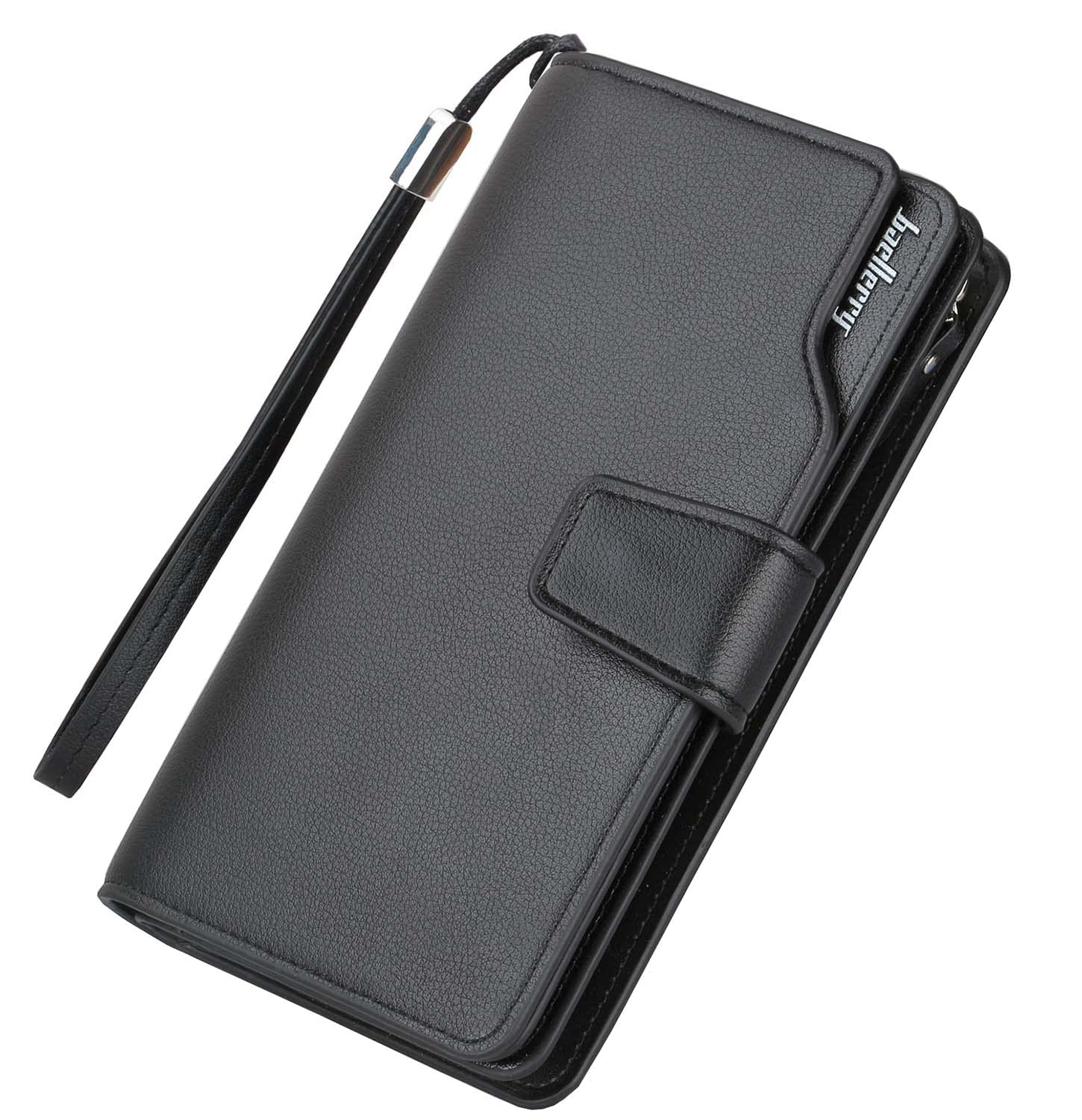 Wallets for Women Men's Clutch Wallet Large Capacity Leather Purse Business Credit Card Holder (1-Black)
