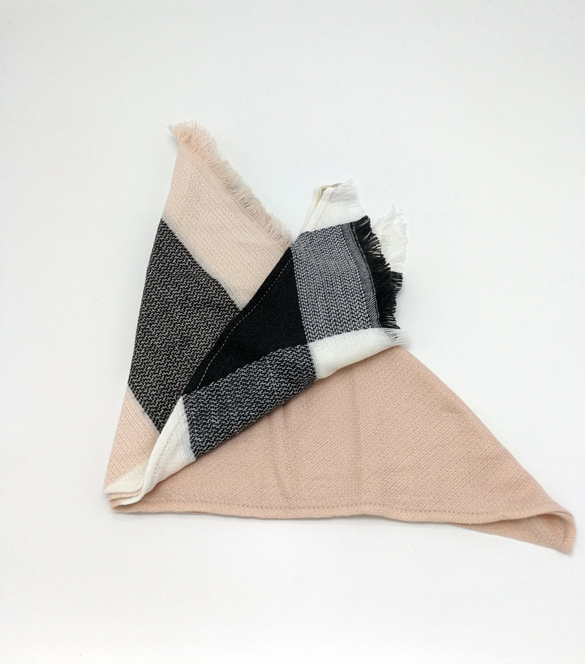 Wander Agio Womens Warm Scarf Triangle Winter Shawls Large Scarves Stripe Plaid Fichu Big Plaid Grey Pink 11