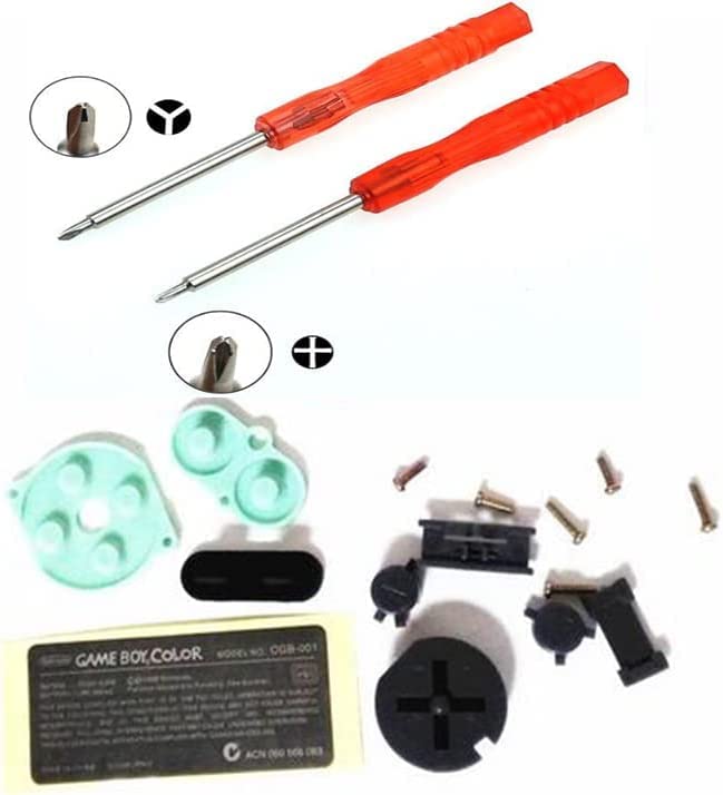 Full Housing Shell Case Cover with Buttons Screws Screwdriver for Game boy Color GBC Repair Part (Black)