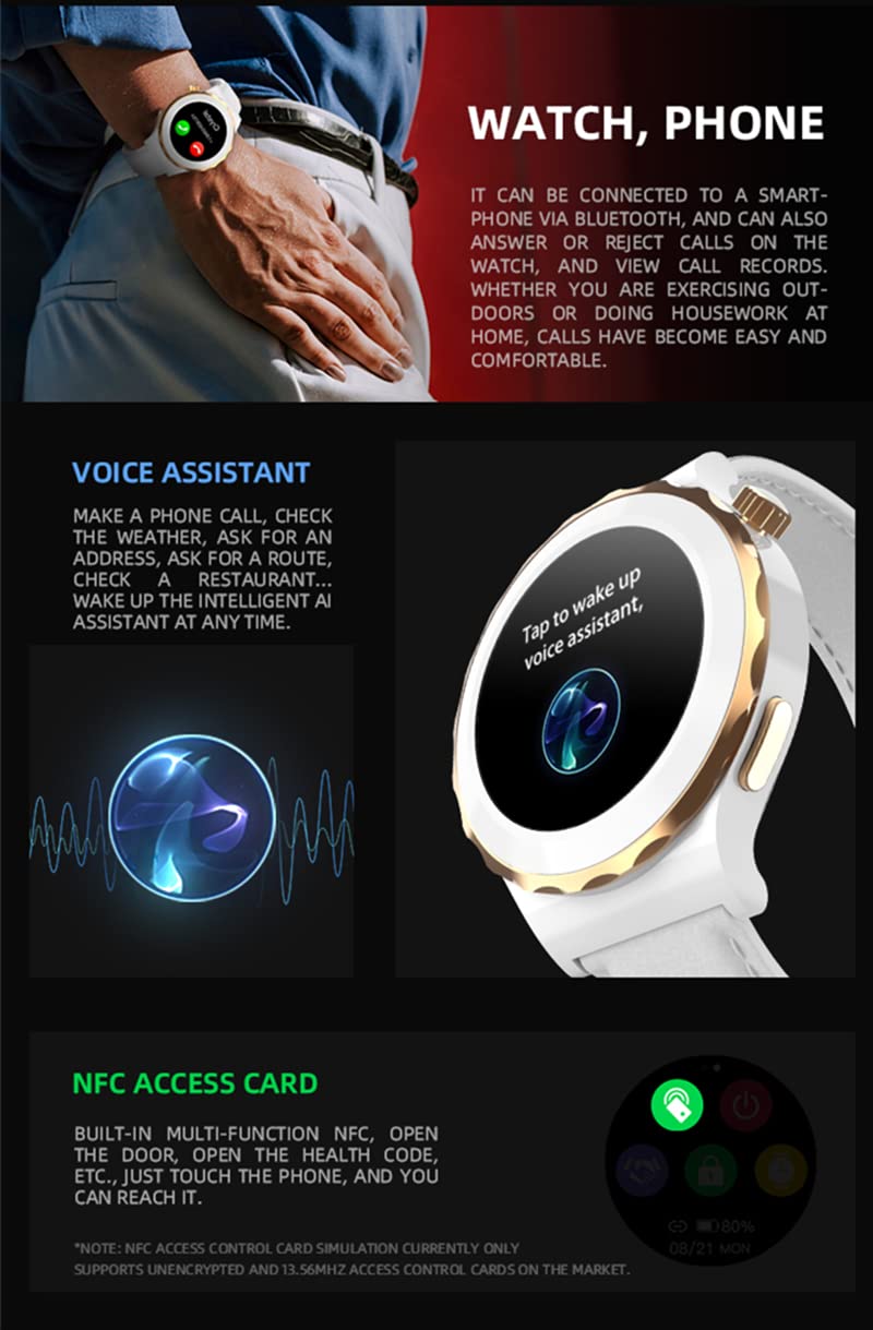 HANDA Smart Watch for Women, Fitness Tracker Smartwatch with Heart Rate Blood Oxygen Sleep Monitor Bluetooth Call Pedometer AI Voice Control IP67 Waterproof Activity Tracker for Android iOS (Gold)