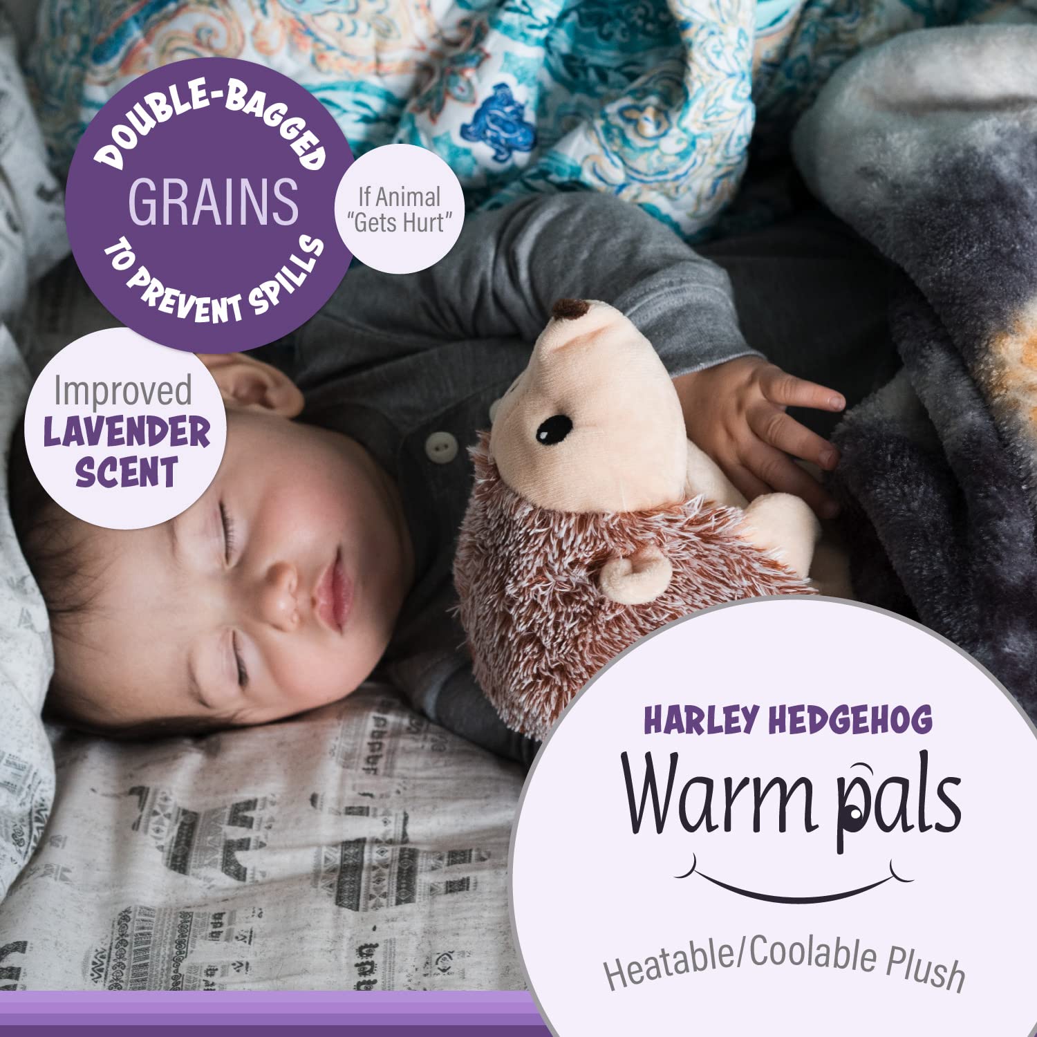 Warm Pals - Harley Hedgehog - 1.5lbs - Cozy Microwavable Lavender Scented Plush Toys - Heated Stuffed Animal - Heatable Coolable Bedtime Comfort Plushie