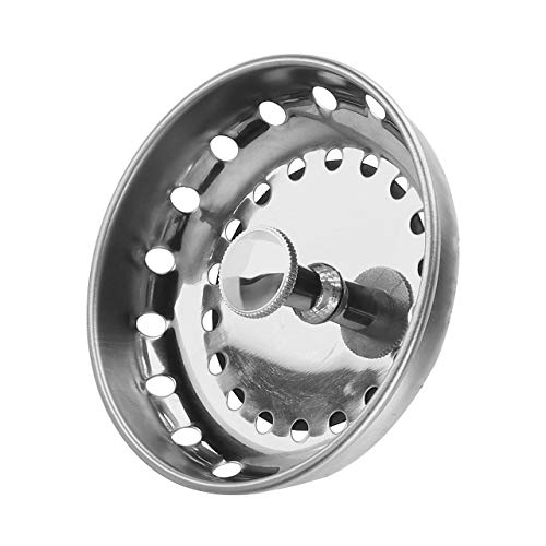 Hydro Master Kitchen Sink Basket Strainer Replacement for Standard Drains(3-1/2 Inch),Heavy Duty Stainless Steel with Rubber Stopper for Kitchen Sinks