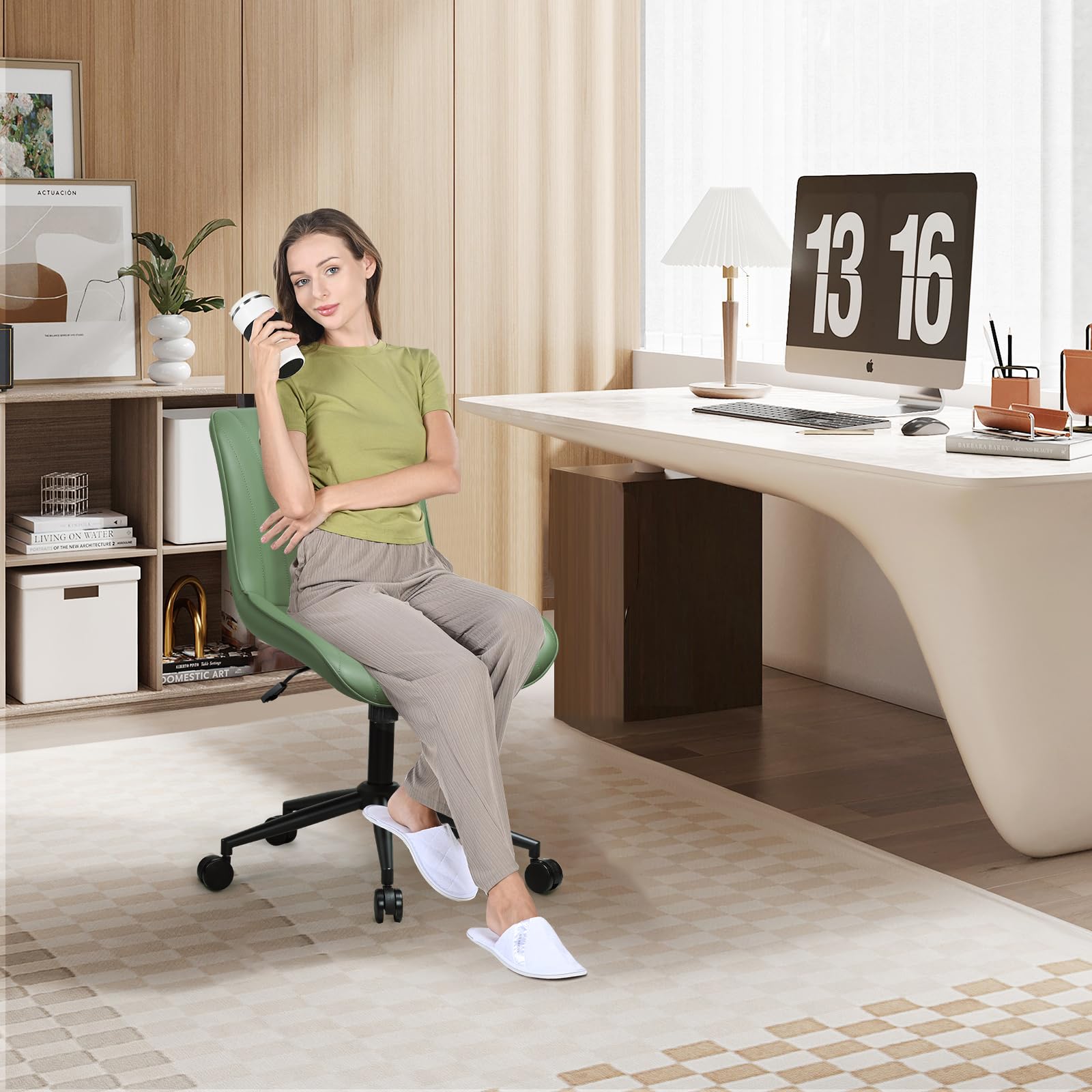 naspaluro Modern Office Chair Olive Green