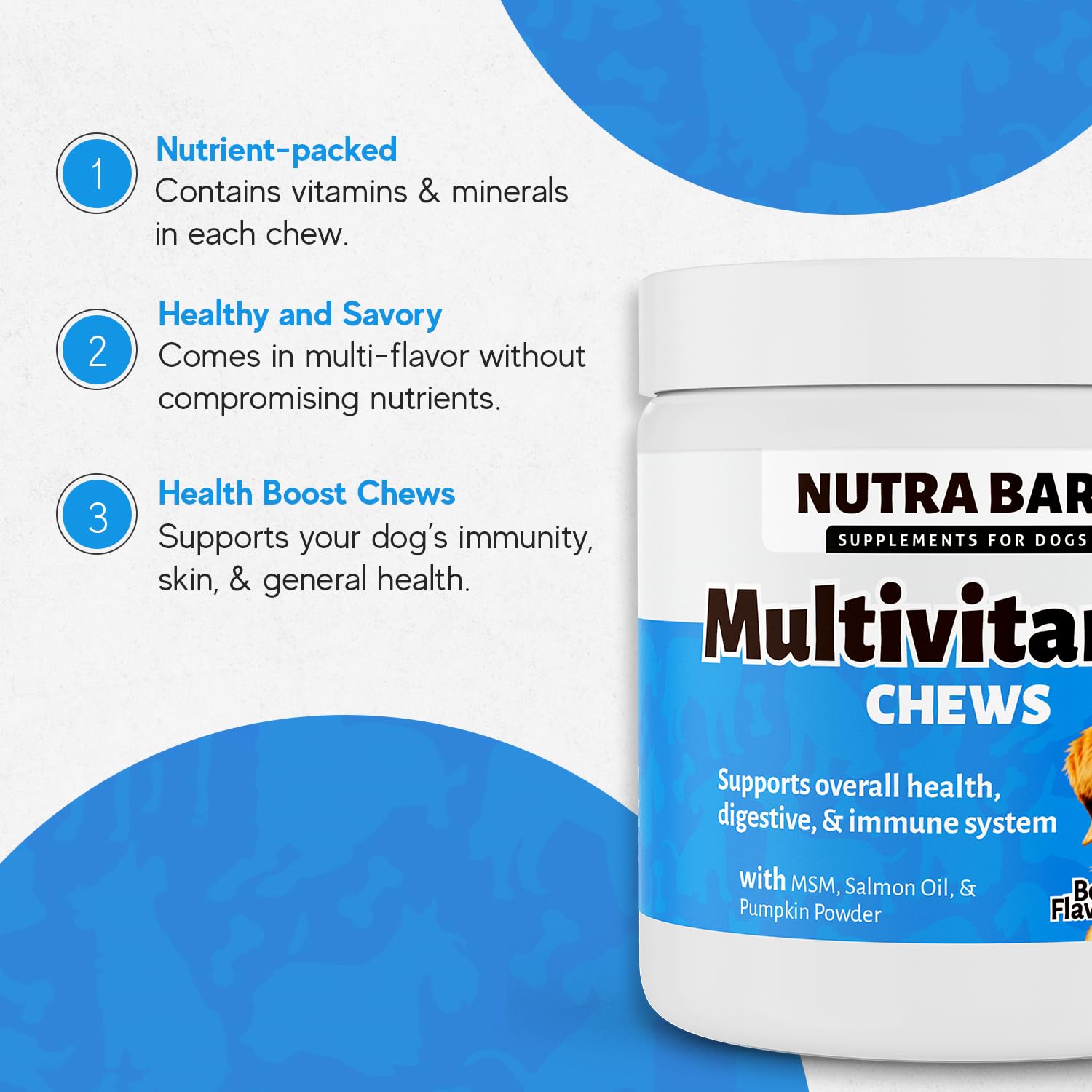 NutraBark Multivitamin for Dogs | All-in-One | Glucosamine Chondroitin for Joint Support | Skin & Coat | Pumpkin & Probiotics for Digestive Support | Imunnity & Overall Health | 90 Soft Chews