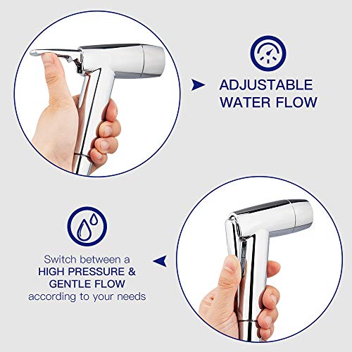 Houtingmaan Kitchen Side Sprayer,Dual Function Kitchen Sink Sprayer with Adjustable Flow Controller,Kitchen Faucet Sprayer Replacement Chrome,Faucet Pull Out Sprayer with Hose,Holder and 17 AdaptersĀ