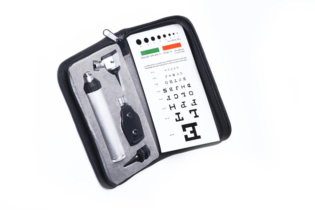 Real-Star Simaeco Otoscope, ophthalmoscope 2 in 1 stainless-steel handle for Both Adults and Pediatric. Batteries are not Included.