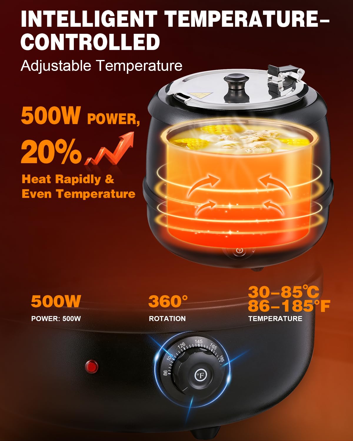 JIVGDN Soup Warmer Commercial (10QT)