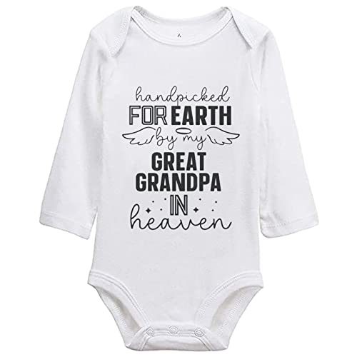 Handpicked for Earth by My Great Grandpa in Heaven Funny Baby Pregnancy Announcement Bodysuits White