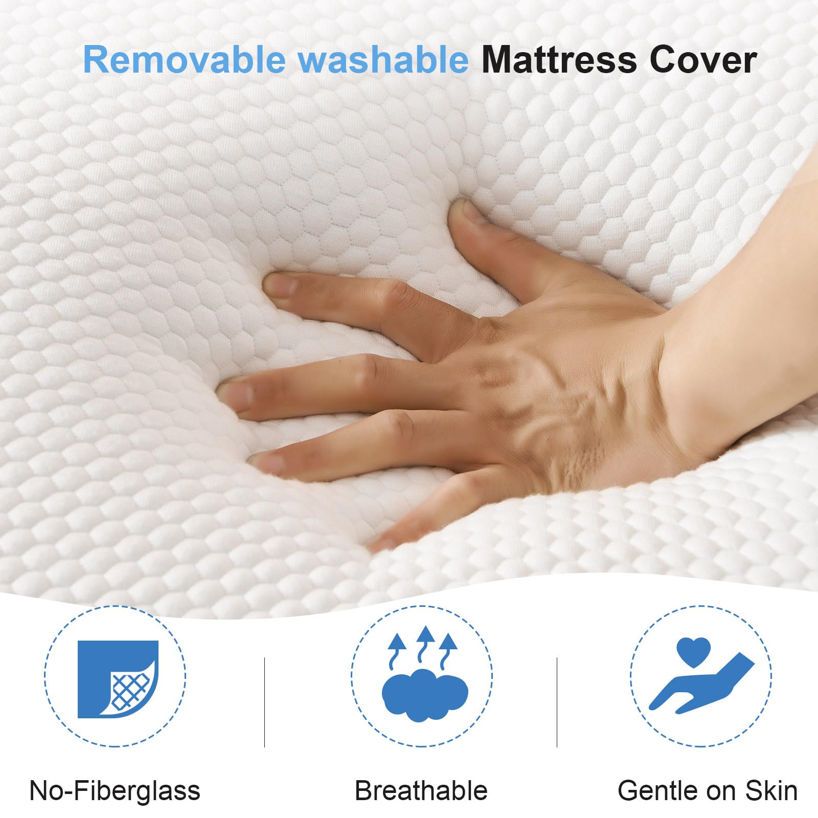 Natulliy TwinXl Mattress 8 Inch Gel Memory Foam Mattress in a Box, Medium Firm Support, Removable Cover, Fits Various Bed Frames,Non-Fiberglass Twin XL Size Mattress