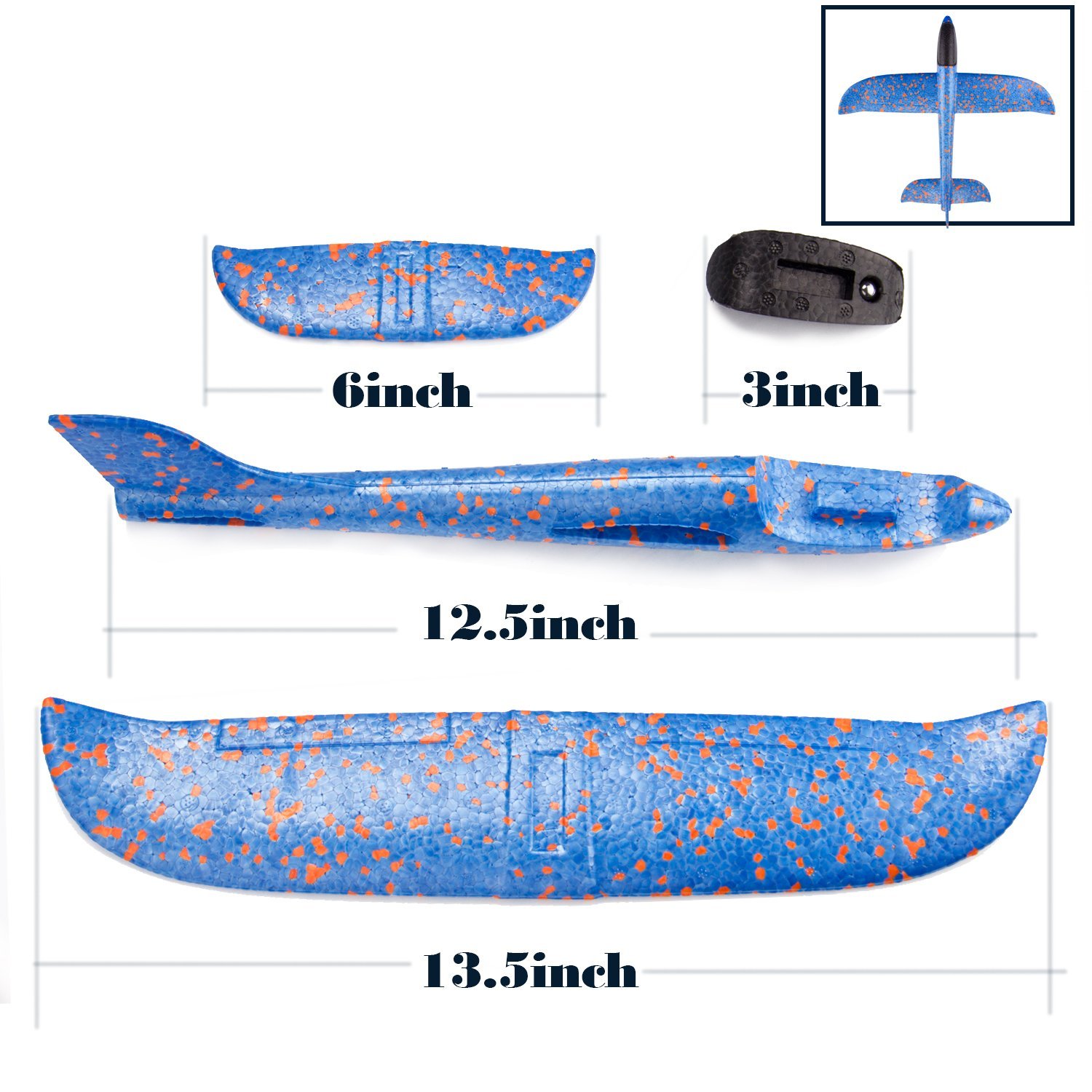WATINC 2pcs 13.5inch Airplane, Manual Throwing, Fun, challenging, Outdoor Sports Toy, Model Foam Airplane, Blue & Orange Airplane (WT-Airplane 2Pcs)