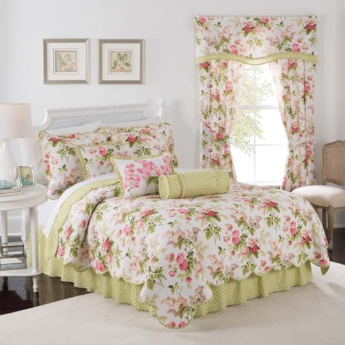 Waverly Emma's Garden Modern Farmhouse Floral Rod Pocket Back Tab Curtains for Windows in Bedroom, Kitchen, or Living Room, Double Panel, 100" x 84", Blossom