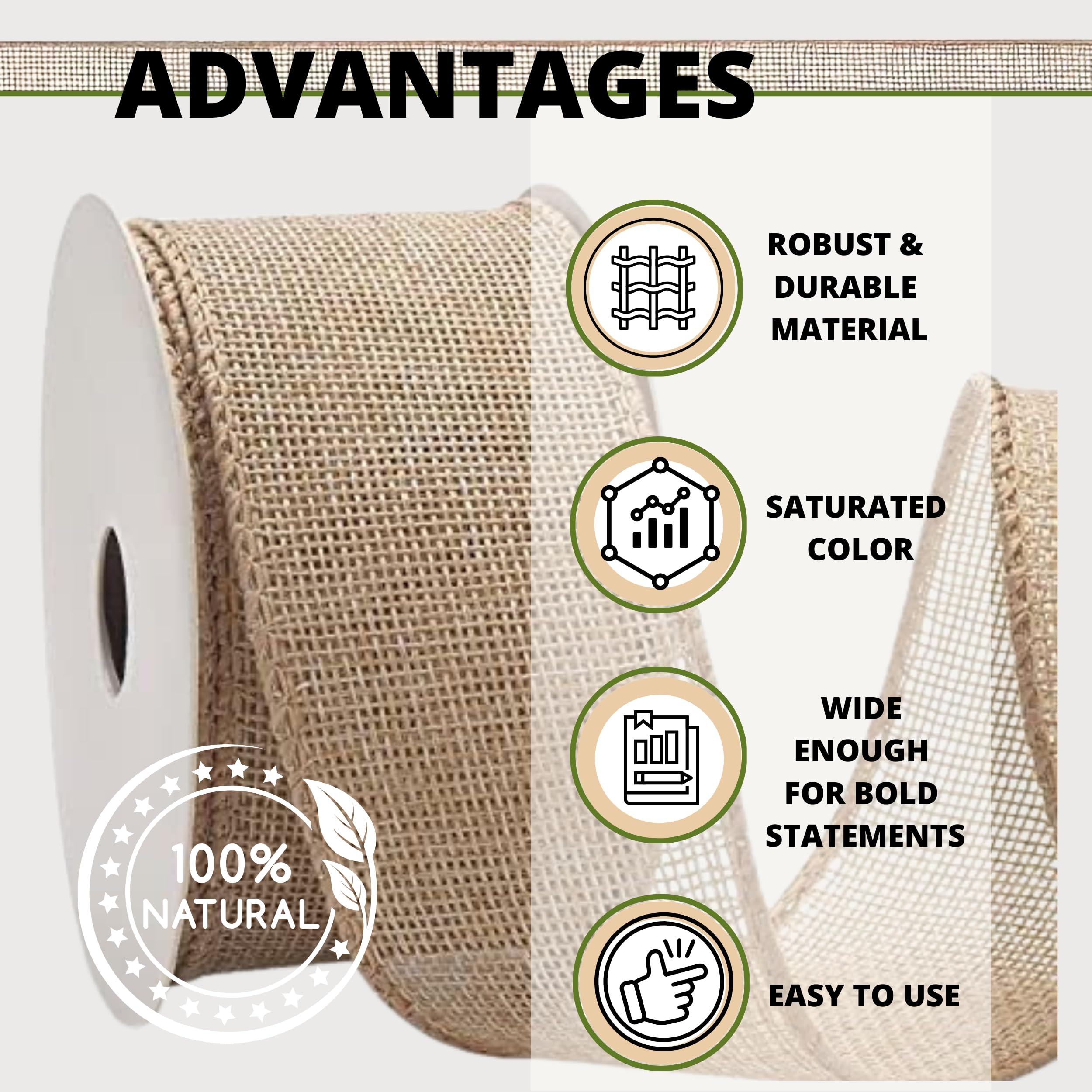 Natural Burlap Ribbon for Crafting β 3 Inch x 10 Yards Burlap Wired Ribbon for Christmas Home Decor Gift Wrapping DIY Crafts Wedding Bow Making Wreath