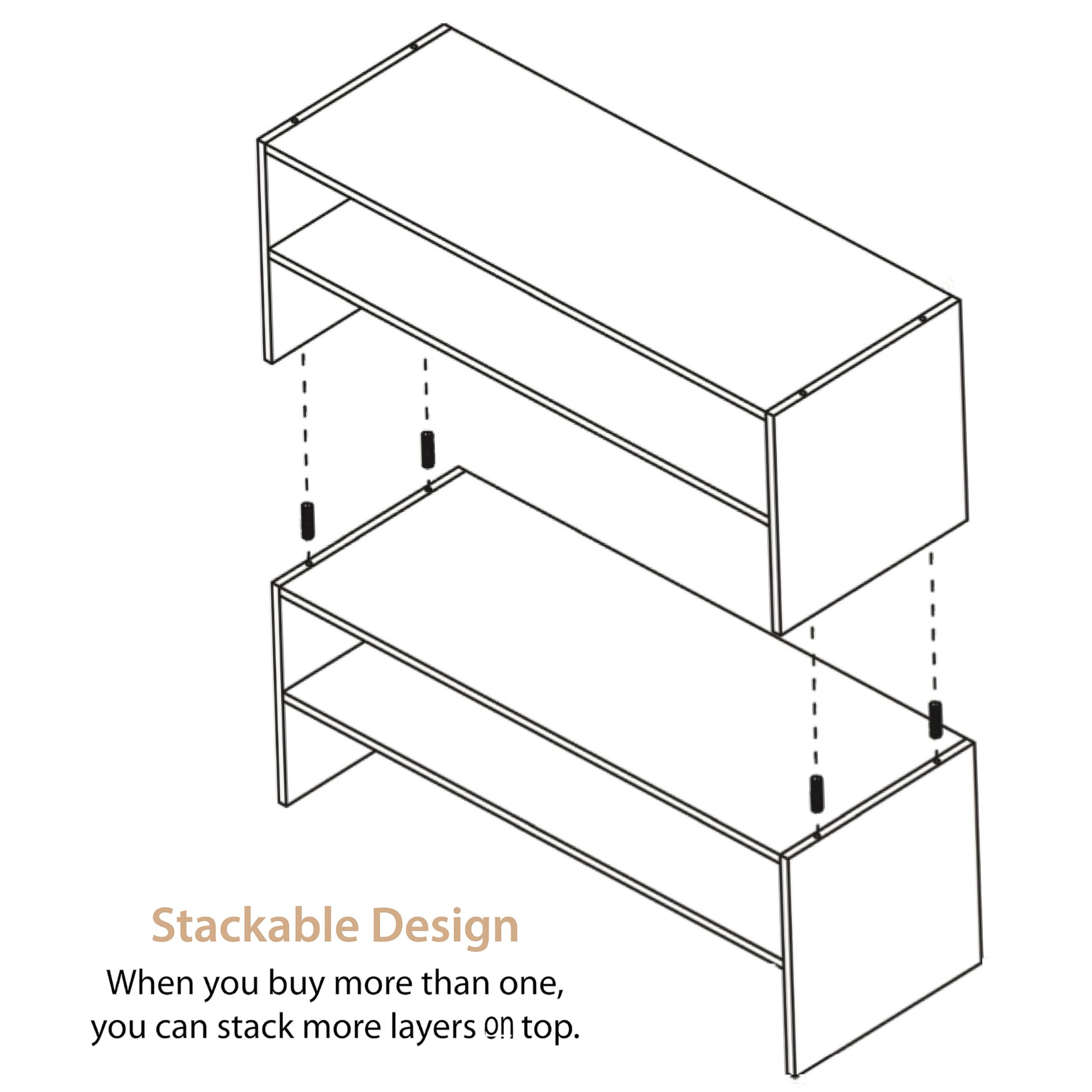 Organize It All Shoe Rack | Two Tier | Fits 8-12 Shoes | Stackable Design with Additional Unit | Space Saving | Closet Organization | White