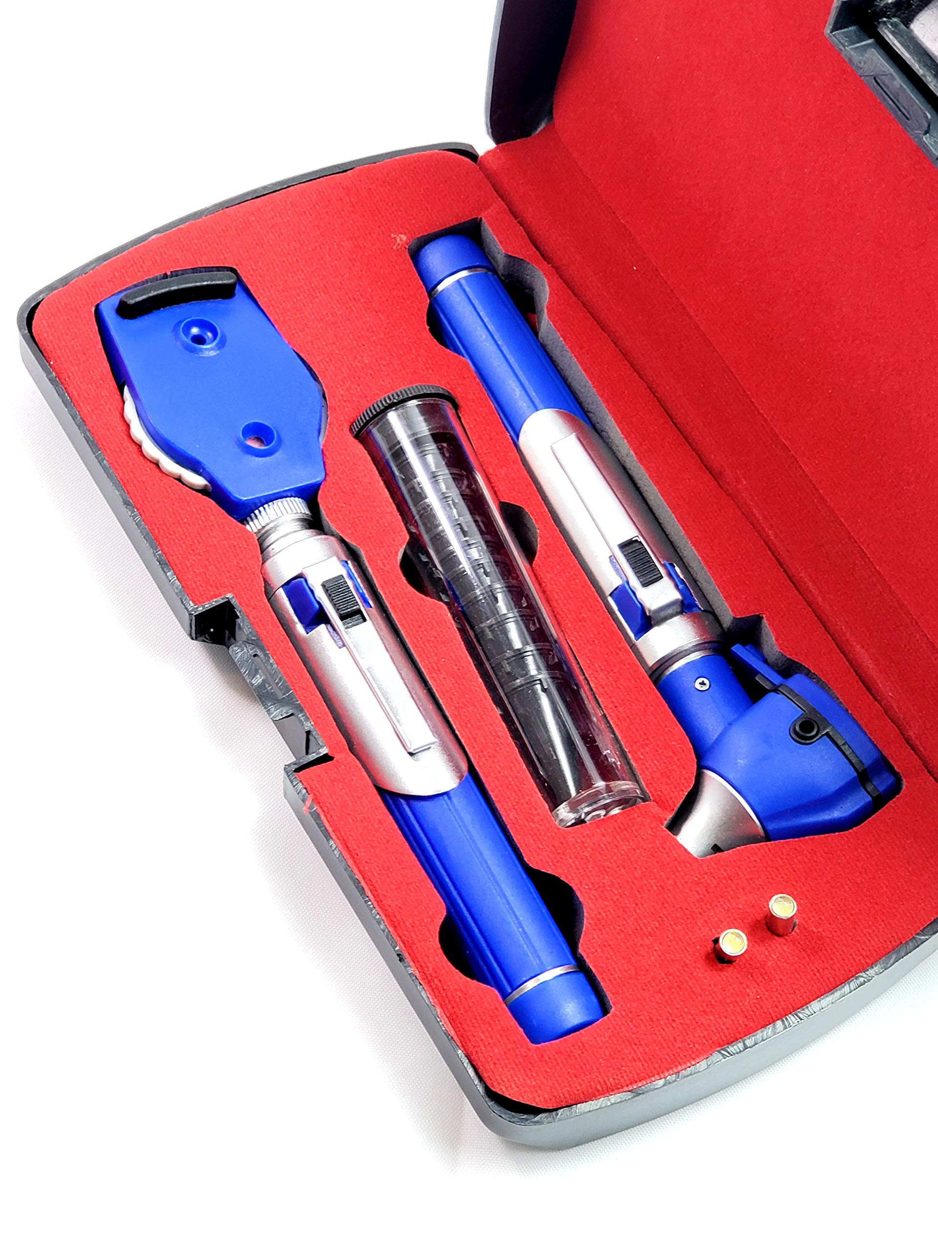 Premium Double Handle Otoscope Set -Otoscope/Great for School -Cynamed (BLUE)