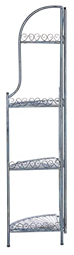 SAFAVIEH PAT5013C Outdoor Collection Abarrane Antique Blue Wrought Iron 4-Tier Corner Shelf