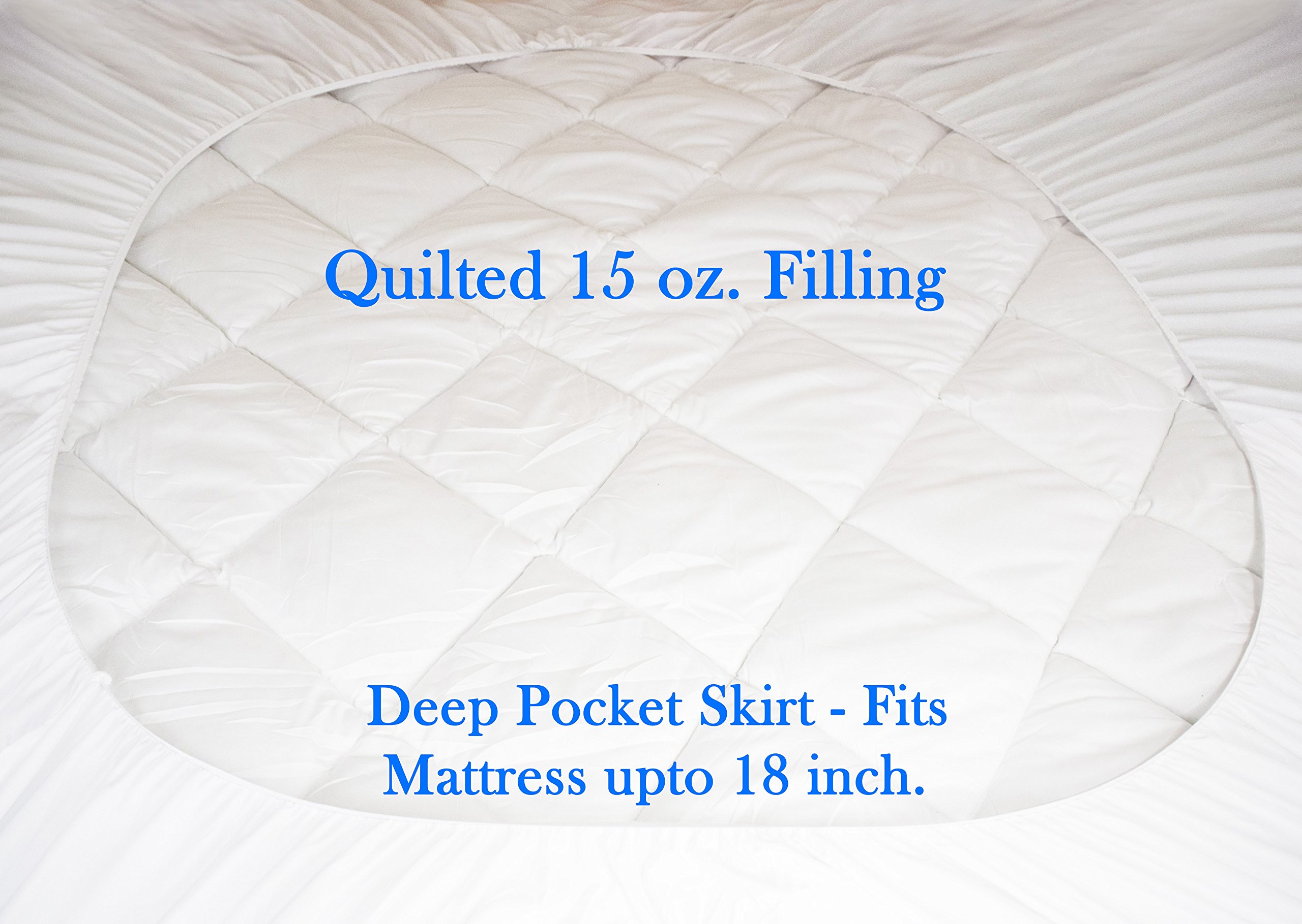 Premium Plus Mattress Pad, Breathable, Quilted Topper, Deep Pocket, Stretch to Fit, Microfiber, Extra Plush, RV Short King 72 by 75 inches, 18 inch Depth, 15 oz Fill per sq yd White