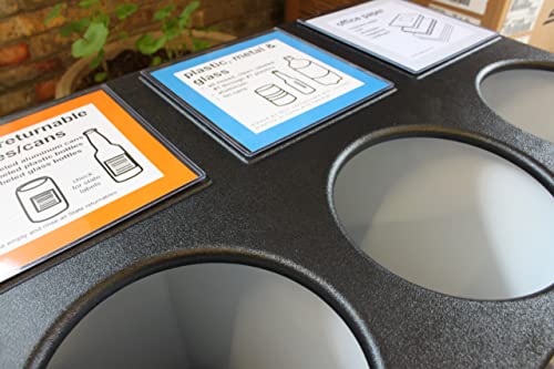 RecycleBoxBin Double Recycling Bin - Large Capacity (25 gal. per bin), All Plastic Construction, Light-Weight, with Changeable Label System
