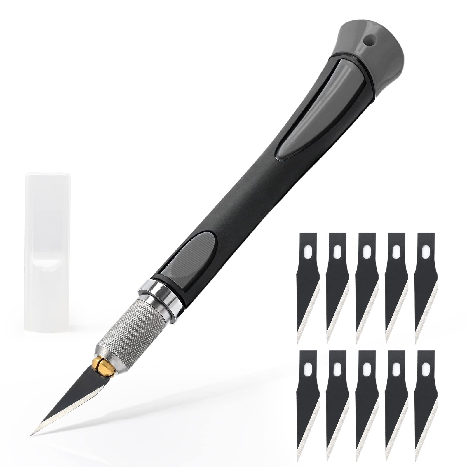 EHDIS Precision Hobby Knife Set Utility Craft Knife Kit with 10PCS Blades for Art, Working-Stencil, Scoring, Scrapbooking, Architecture Modeling, Crafting, Precision Knife-Grey