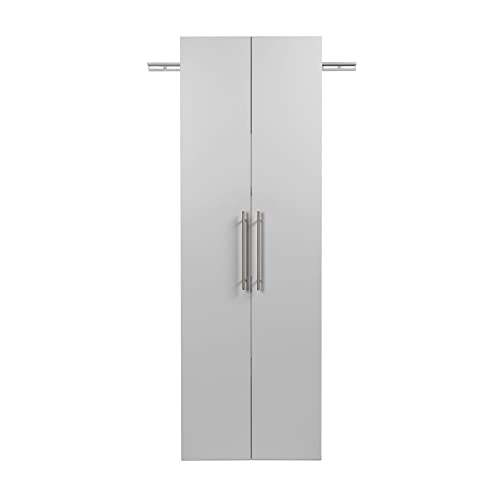 Prepac HangUps 24" Large Garage Cabinet, Bathroom Cabinet Wall Mount, Laundry Cabinet, Kitchen Wall Cabinet, Ideal for Garage, Kitchen and Laundry Organization 24" W x 72" H x 12" D, Light Gray