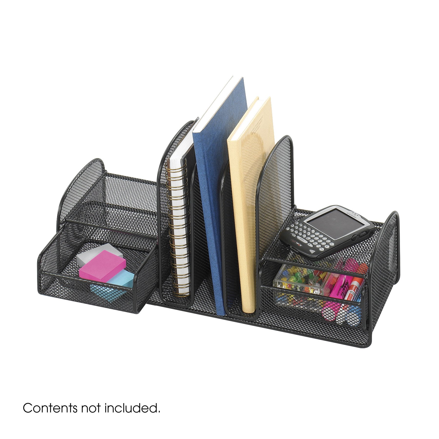 Safco Product 3263BL Onyx Mesh Desk Organizer with Three Vertical Sections, Two Baskets, Home, Office & Classroom Organization Black, 7.8" x 17" x 6.8"