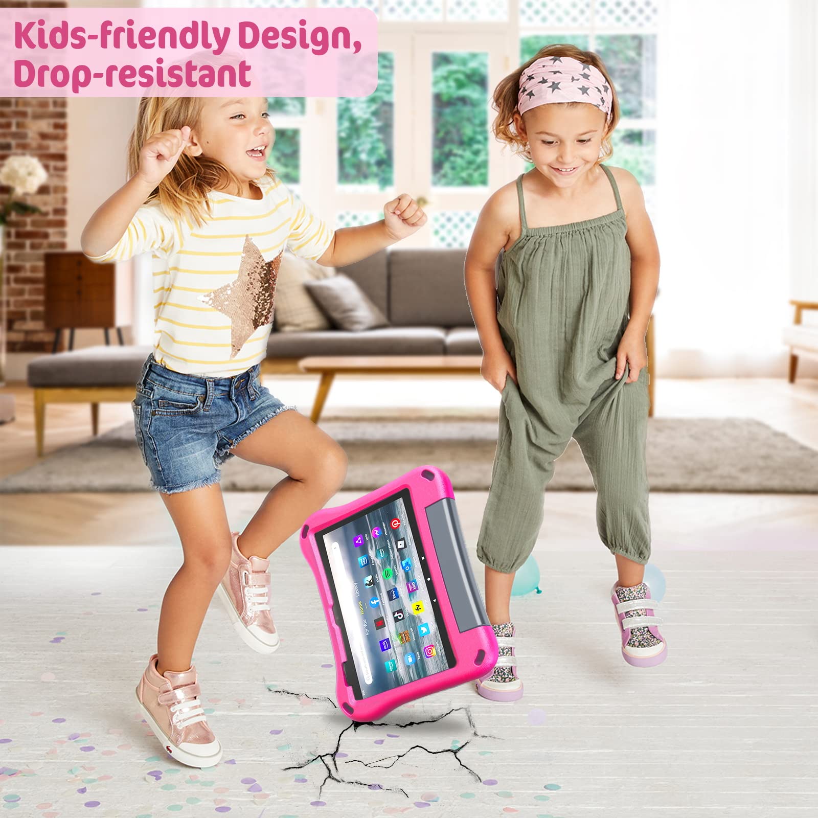 Kids-Proof 8 inch Tablet Case, Tablet 8 Kids Case(Only for 2022 Release, 12th Generation&2020 Release, 10th Generation)-Auorld Light-Weight Kids-Proof Case with Stand for Tablet 8-Pink