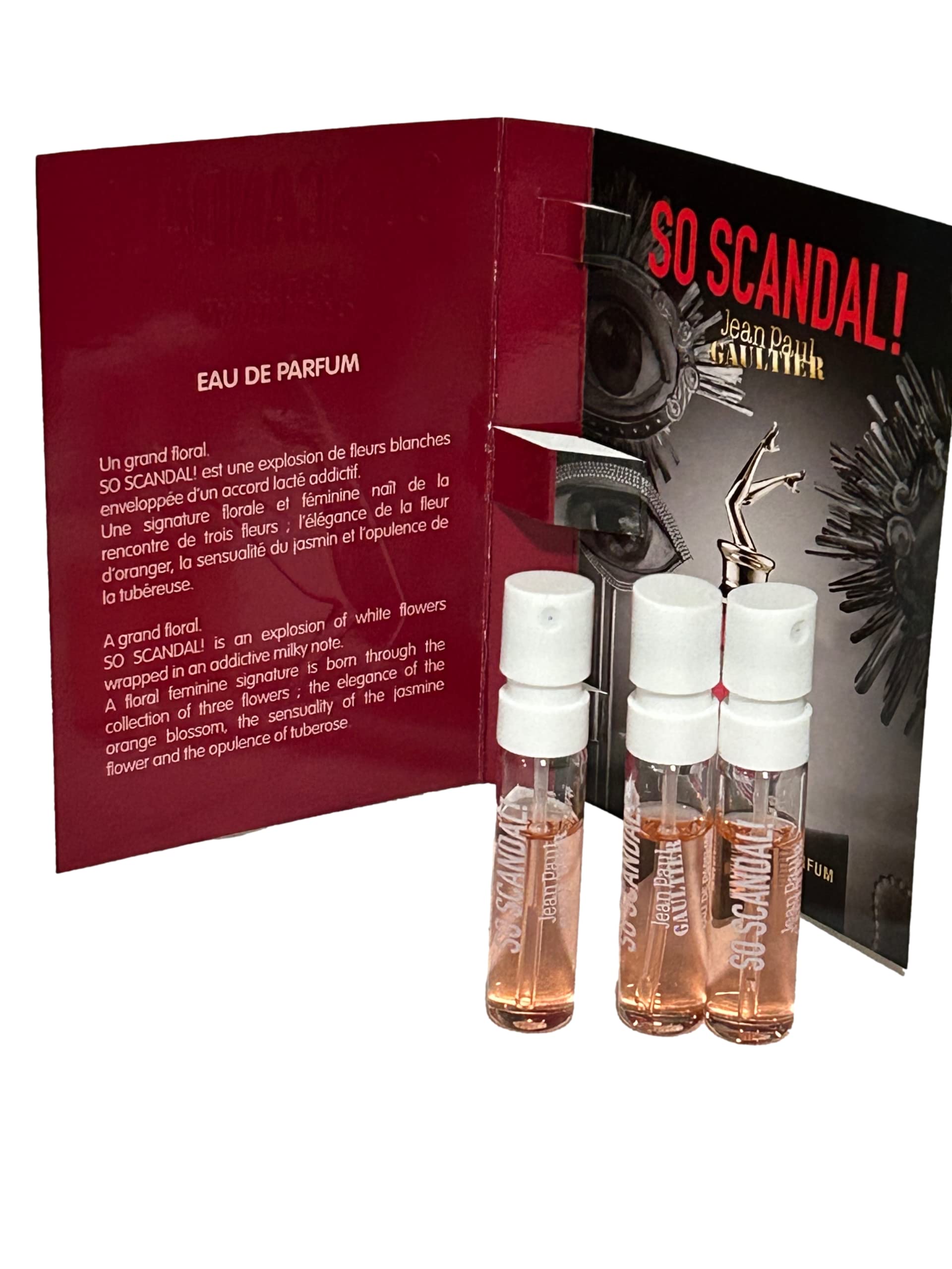Jean Paul Gaultier So Scandal Women Sample EDP 0.05 fl. oz. / 1.5 ml Vial Spray Mini Perfume Vial Eau De Parfum (Set of 3)