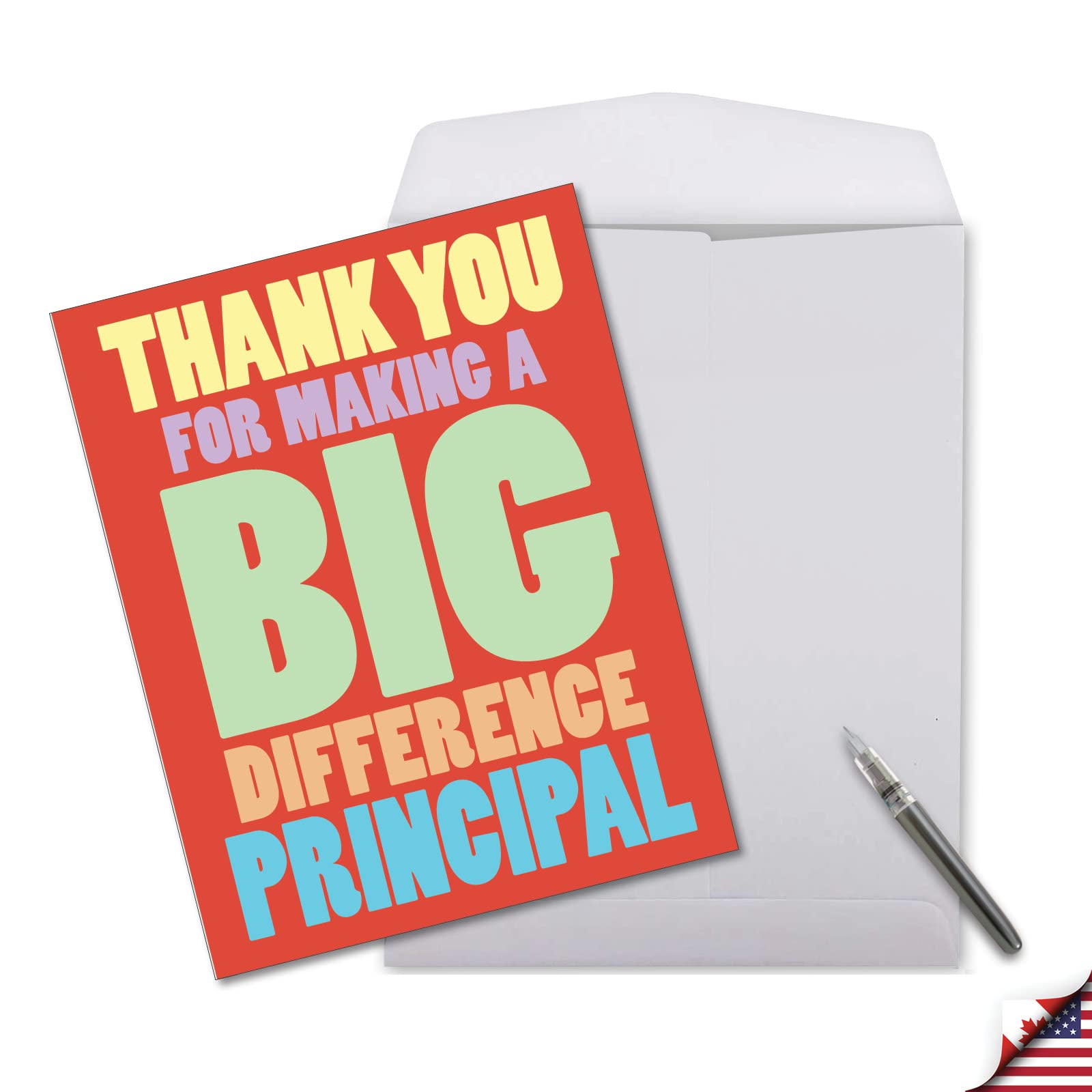 NobleWorks - 1 Jumbo Funny Thank You Greeting Card From Us with Envelope (8.5 x 11 Inch) Big, Oversize Student Gratitude, Notes for School Mentor, Teacher - Big Difference Principal J8199TYG-US