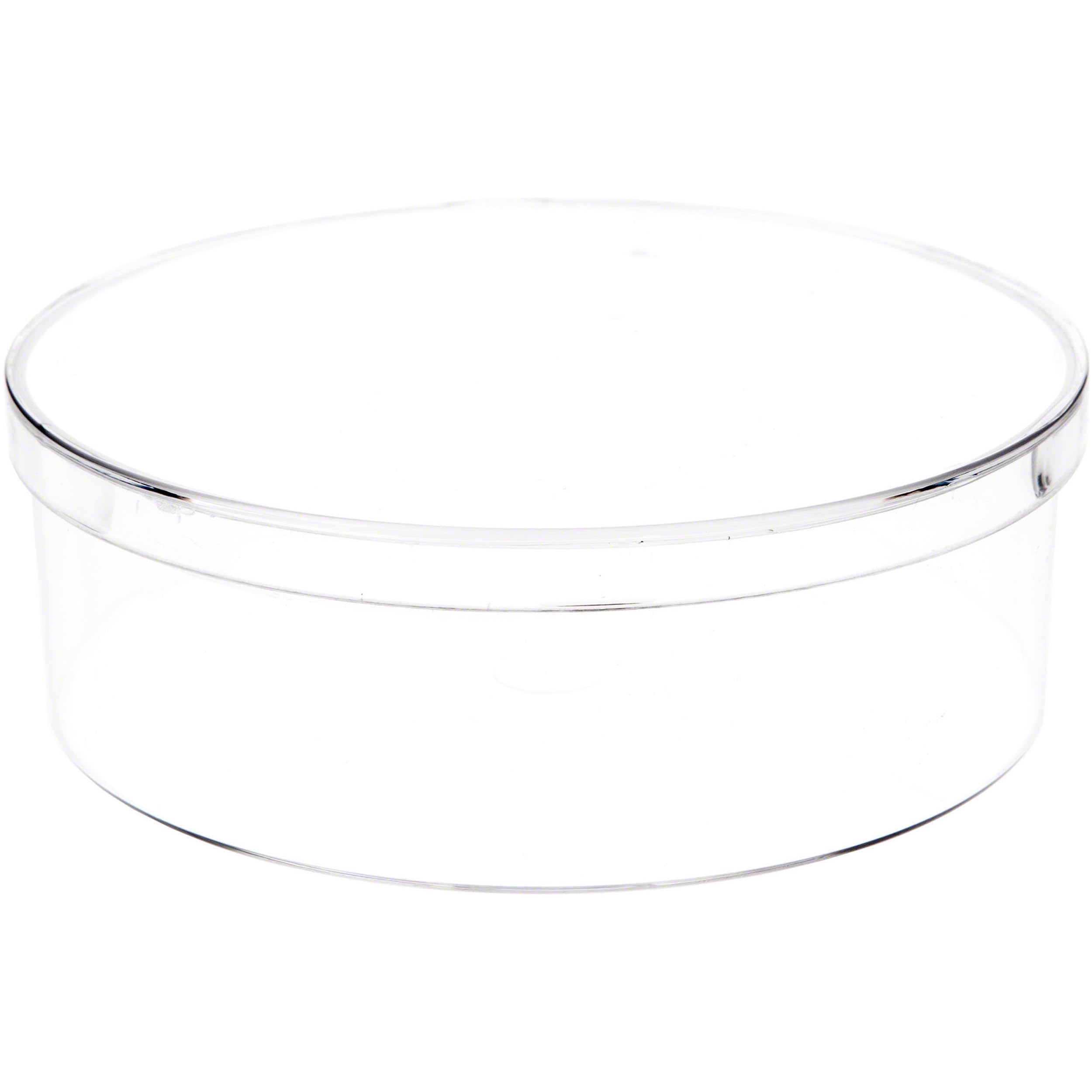 Pioneer Plastics 058C Clear Round Plastic Container, 4.375" W x 1.4375" H