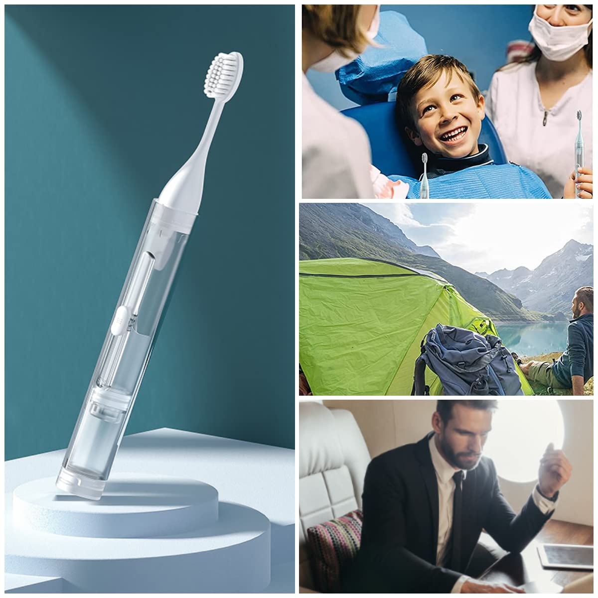 HSF Travel Toothbrush, Mini Toothbrush Set Toothbrush Toothpaste All-in-one Combination ( White), Suitable for Business Trips, Office, Tourism, Camping, Wild Survival, etc