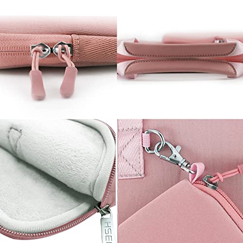 HSEOK Elastic Laptop Case 12.9 13 inch Sleeve Handbag with Small Case for 13 inch MacBook Air/Pro M2/M1, 12.9" iPad Pro 6th/5th/4th/3rd Gen, XPS13 and More 12.9-13 inch NoteBooks - Pink