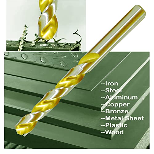 HSS Drill Bit 11/32 inch Twist Jobber Length Titanium Golden Flute Drill Steel Metal Iron-5Pcs