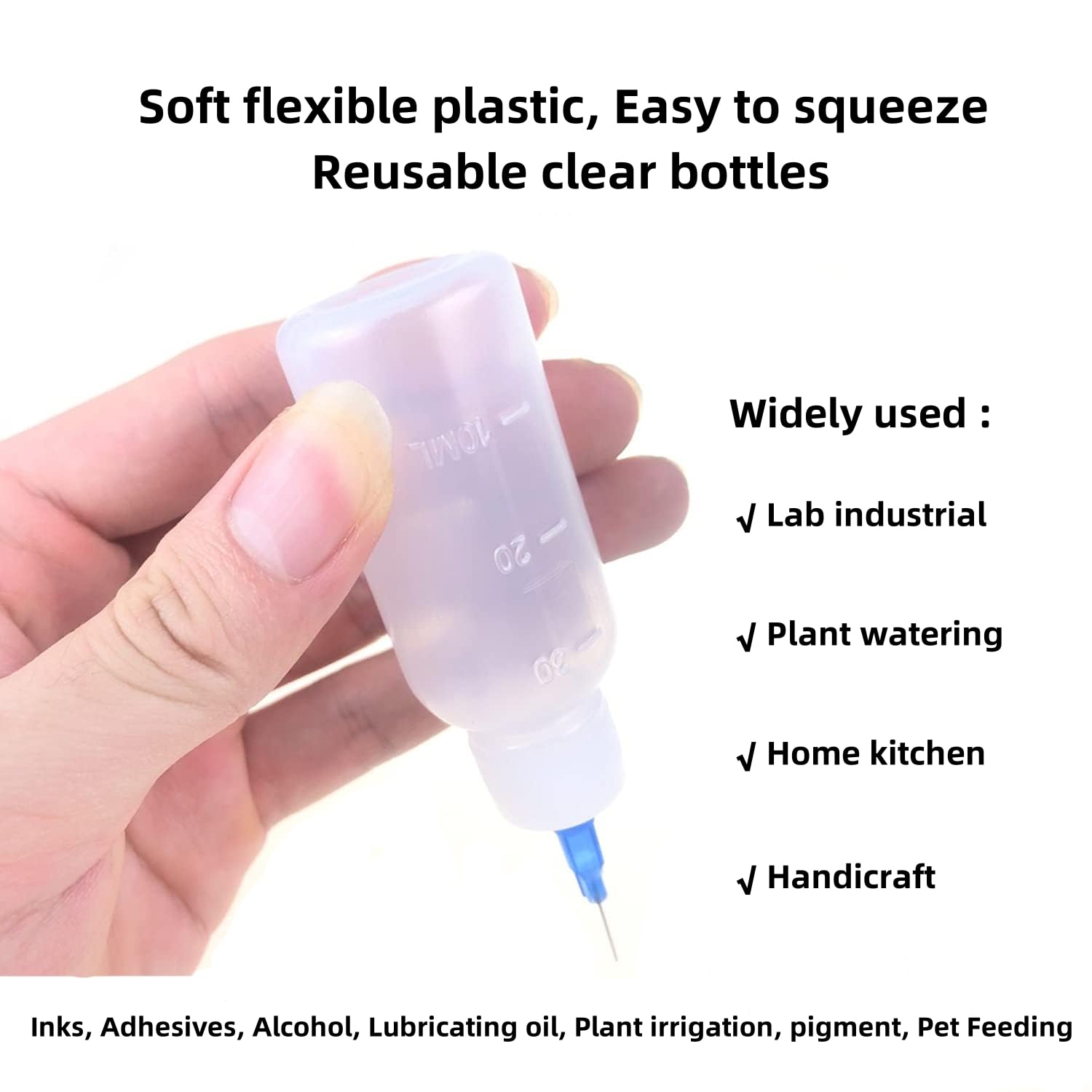 KIGITIK 8 Pack 30ml+50ml+100ml Glue Squeeze Bottle, Precision Tip Applicator Bottle, Needle Tip Squeeze Bottle, Glue Applicator Bottles, for Paint, Quilling, Craft, Ink, Oil