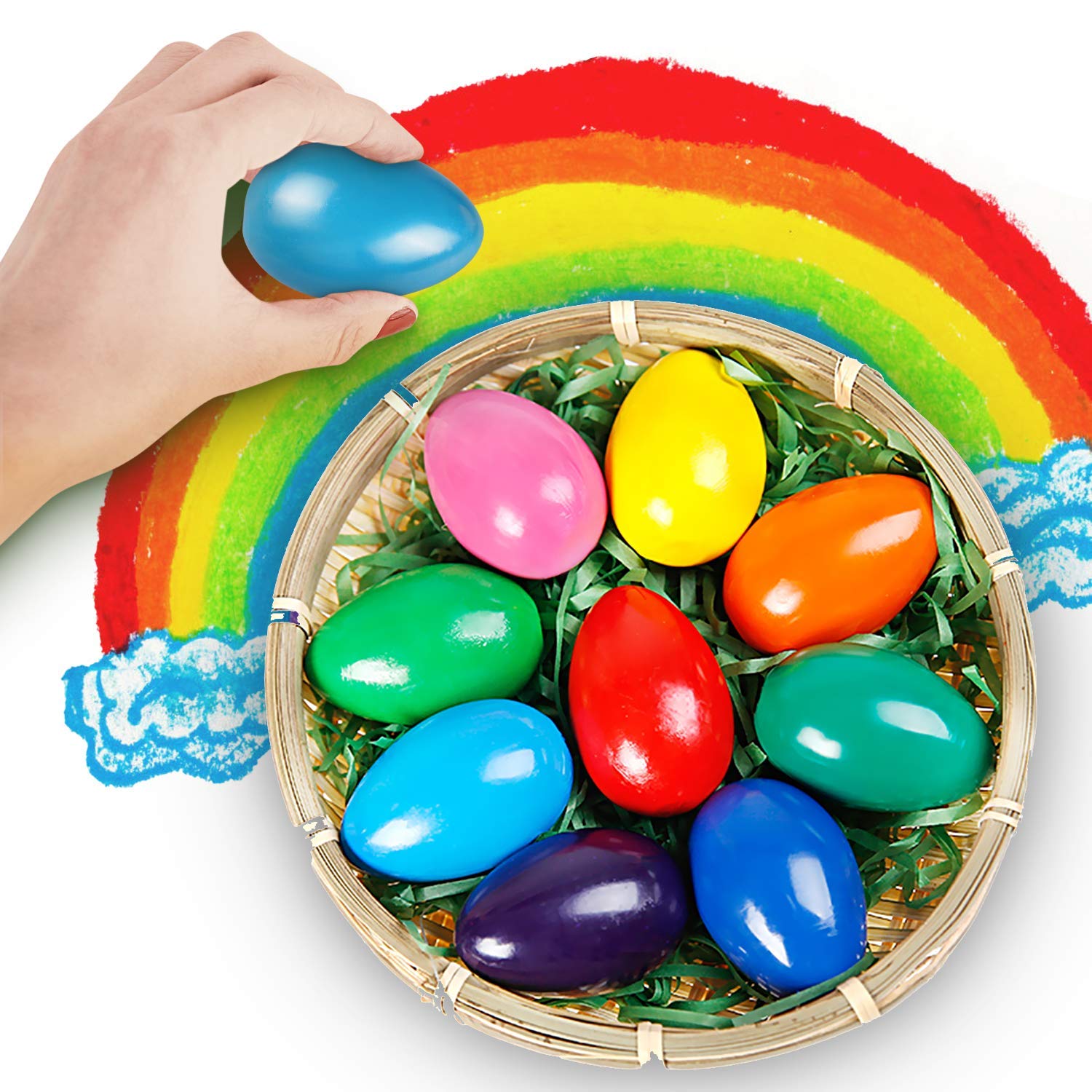 WOSTOO Toddler Crayons, 9 Colors Egg Crayons Palm Grasp Crayons for Kids Non Toxic Paint Washable Crayons Toys for Children Baby Boys Girls