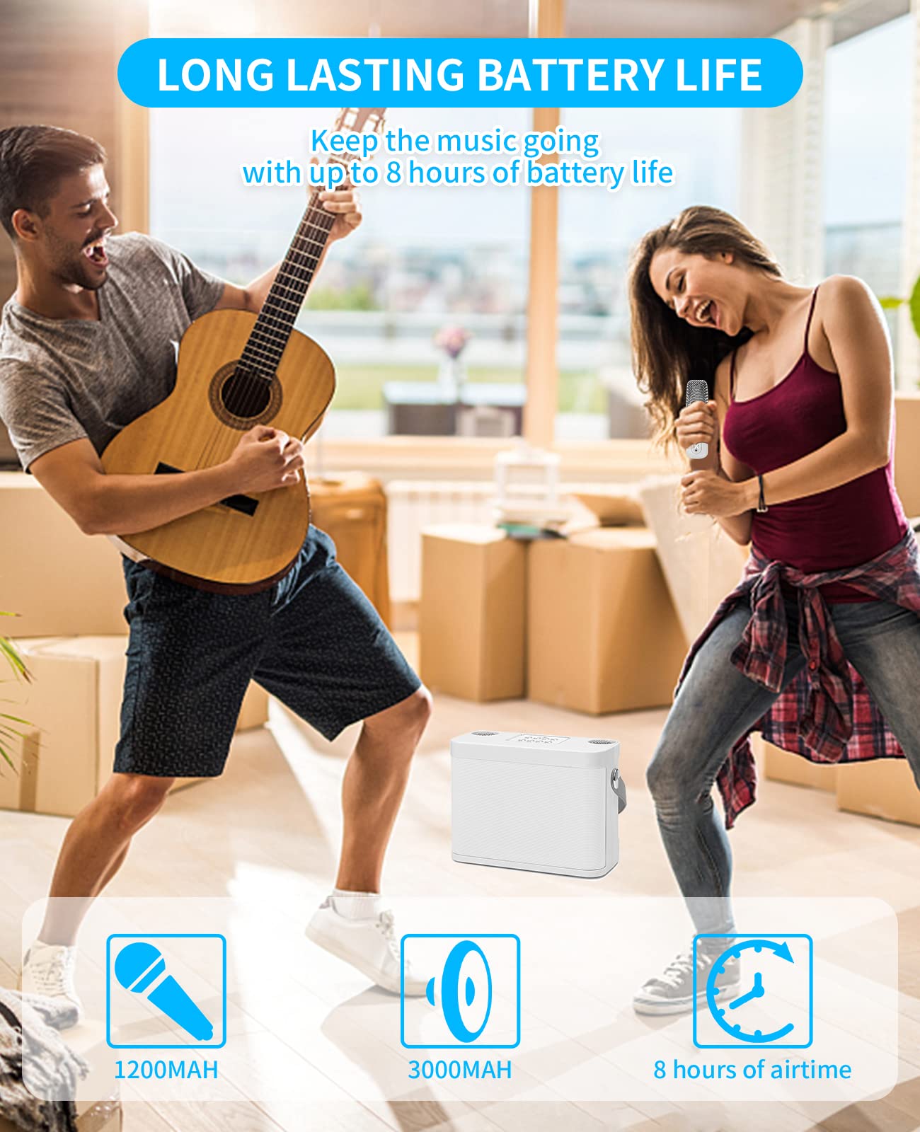 JIEFOCH Portable Karaoke Machine with 2 Wireless Karaoke Microphones for Adults and Kids, Singing Machine Bluetooth Karaoke System for Home Party, Meeting (White)