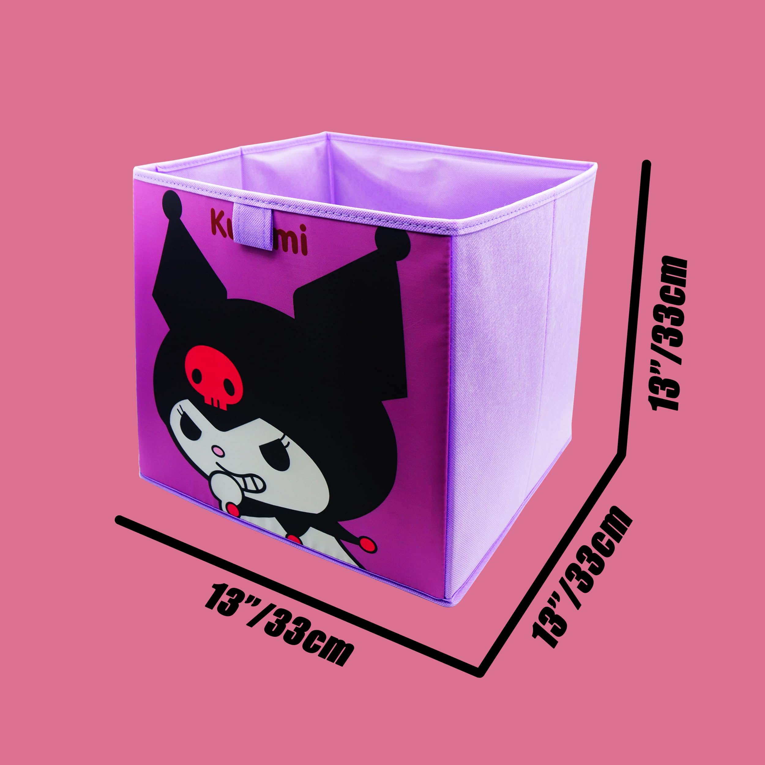 Eiodlulu Cute Collapsible Storage Bin Kawaii Foldable Baskets Cube Box Organizer Kitty For Room Home Closet Shelves Decor Gifts Accessories (L-Purple)