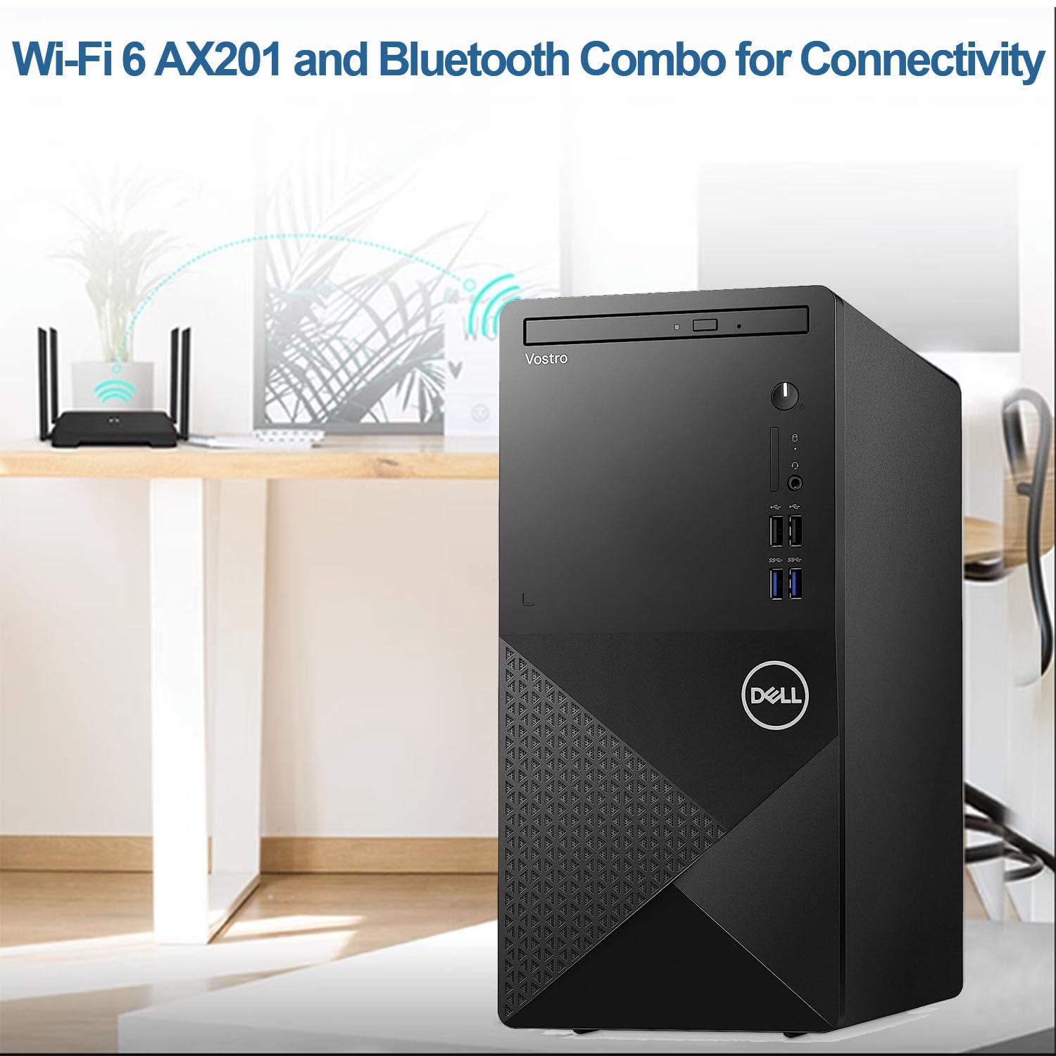 Dell Vostro 3910 Business Desktop Computer,12th Gen Intel 4-Core Processor(Up to 4.3Ghz),16GB DDR4 RAM,256GB NVMe SSD + 1TB HDD,WiFi 6,DVD-RW,Display Port,HDMI,SD Card Reader,Windows 11 Pro Black