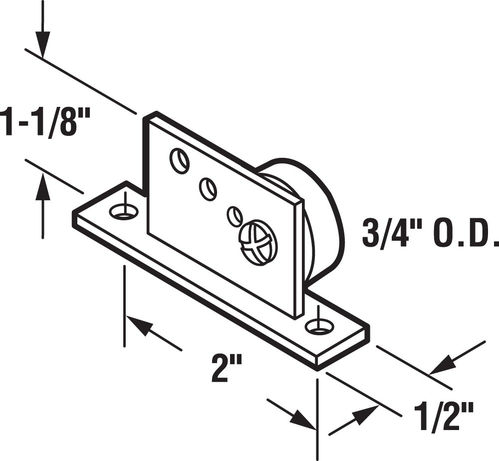Prime-Line M 6035 Tub Enclosure Roller and Bracket Assembly, 3/4 In., Flat Edge Nylon Tire, Steel Ball Bearings, Extruded Aluminum Bracket (2 Pack)