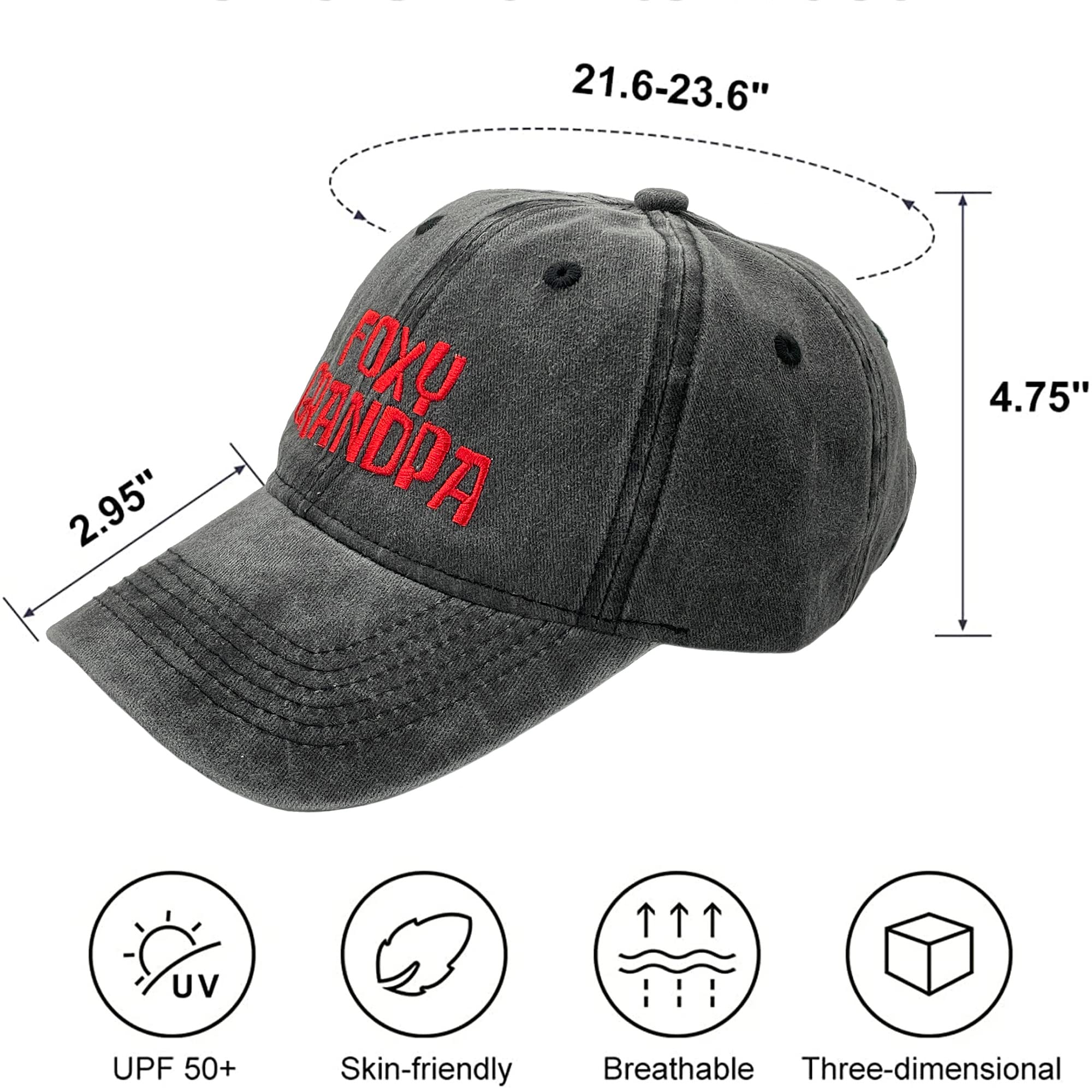 Funny Humor Foxy Grandpa Dad Gifts Baseball Hat Distressed Vintage Trucker Cap for Men
