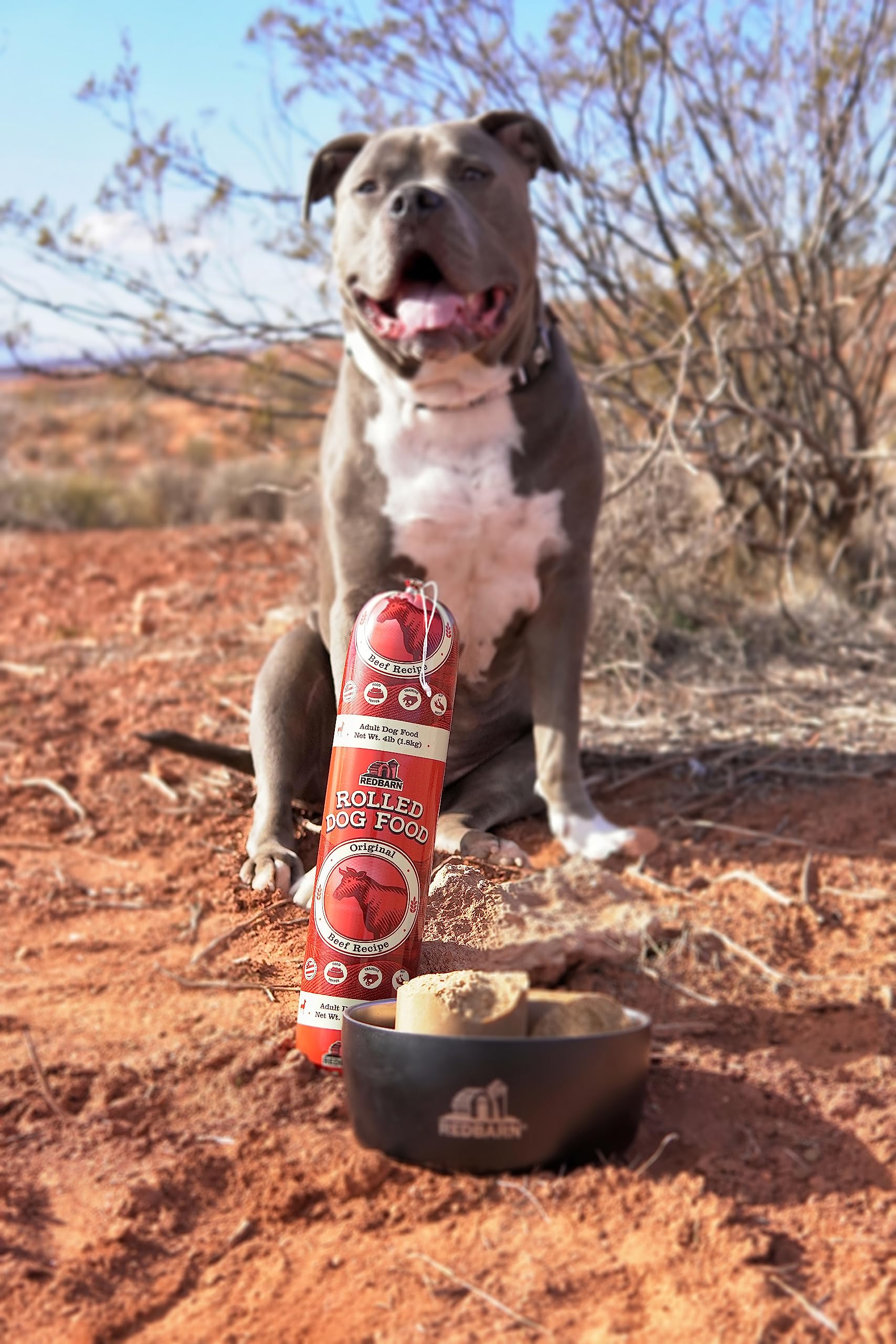 Redbarn Premium Rolled Dog Food, Semi-Moist, Beef Recipe - High Protein Full Feed, Topper, Training Treat, or Pill Pouch - Balanced Meal with Functional Ingredients - 4 lb. (8 Rolls)