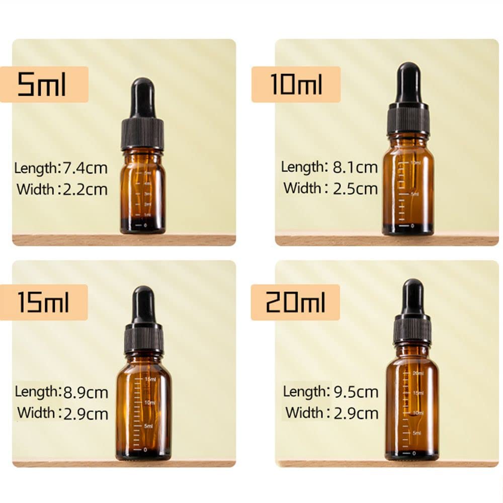HUAJ 1 pc Dropper Bottles with Scale,Empty Essential Oil Dropper Bottle Refillable Bottles for Essential Oil Aromatherapy Blends(5ml)
