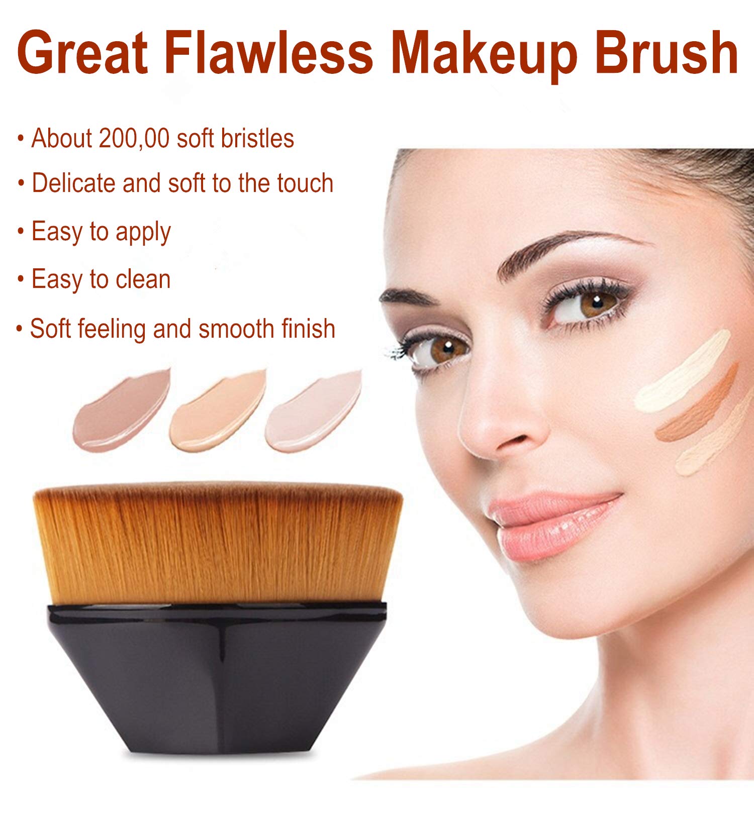 EKAKER 2 PCS Flawless Foundation Makeup Brush,Kabuki Hexagon Face Brush,Petal-Shaped Makeup Brush for Blending Liquid, Cream or Flawless Powder Cosmetics with Protective Case(Black & Pink)