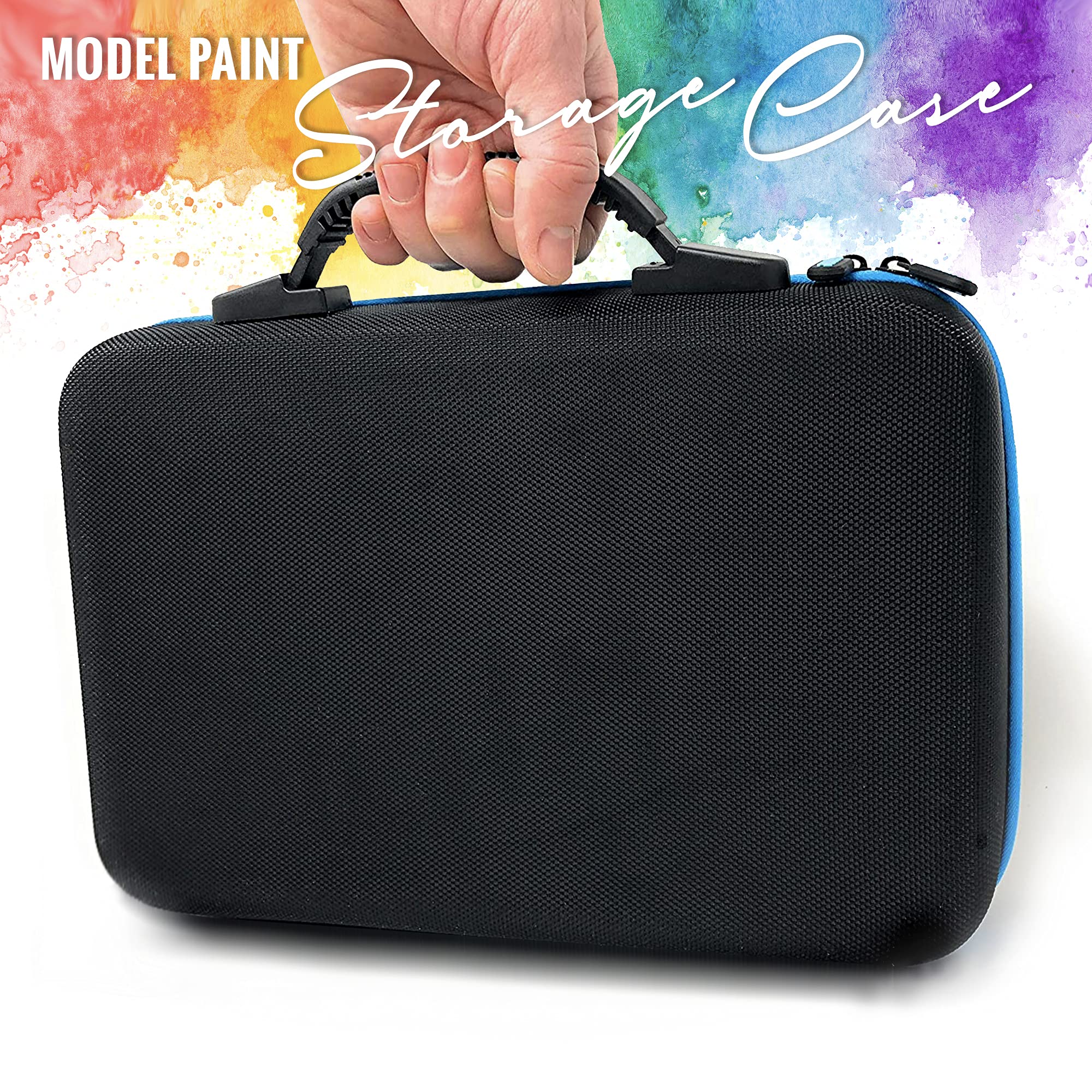 Pixiss Model Paint Storage Case Acrylic Paint Organizer Holder Tray Works with Round Top Hobby Paint Brands, Paint Rack or Paint Holder 60 Slots with 6 Fine Detail Miniatures Paint Brushes