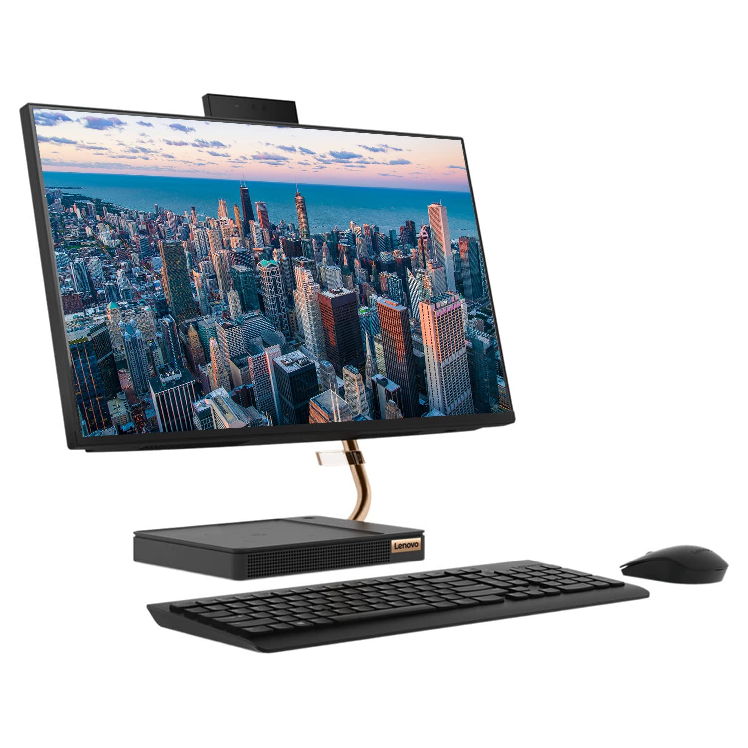 Lenovo IdeaCentre 5 All-in-One Business Desktop, 23.8" FHD IPS Non-Touch Display, Intel Core i5-10400T, 16GB RAM, 512GB PCIe SSD, Webcam, Wireless Keyboard & Mouse, Windows 11 Pro, Black