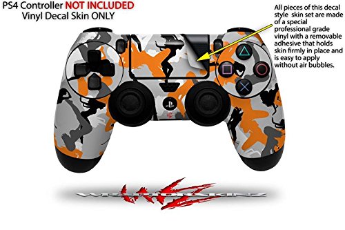 WraptorSkinz Skin Compatible with Sony PS4 Dualshock Controller PlayStation 4 Original Slim and Pro Sexy Girl Silhouette Camo Orange (Controller NOT Included)