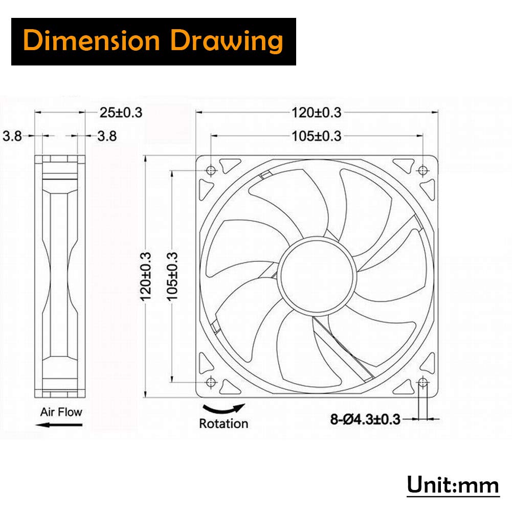 GDSTIME 120x25mm Ball Bearing Fan Bundle with Hydraulic Bearing 120x25mm Fan - 12V 2 Pin