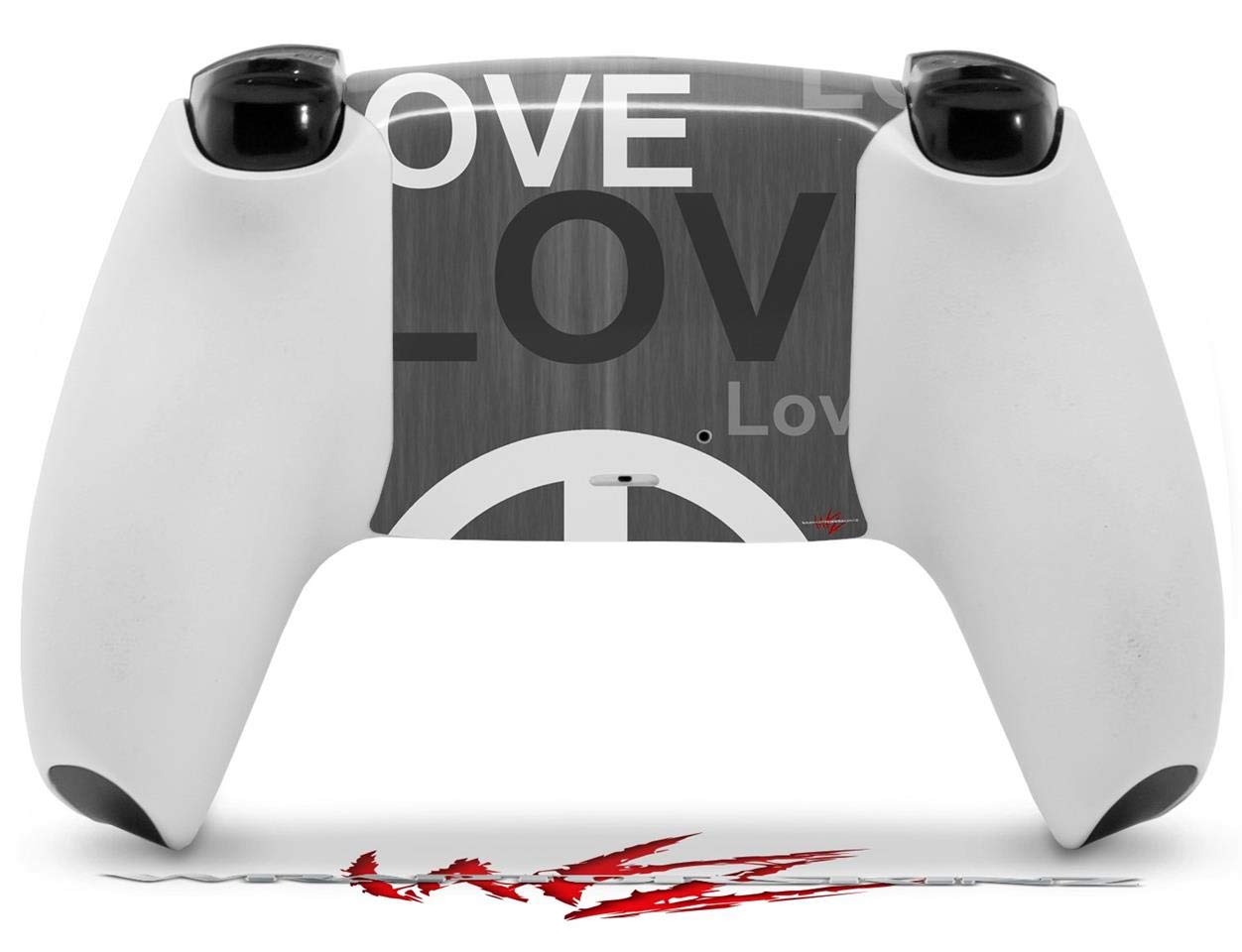 WraptorSkinz Skin Wrap compatible with Sony PS5 DualSense Controller Love and Peace Gray (CONTROLLER NOT INCLUDED)