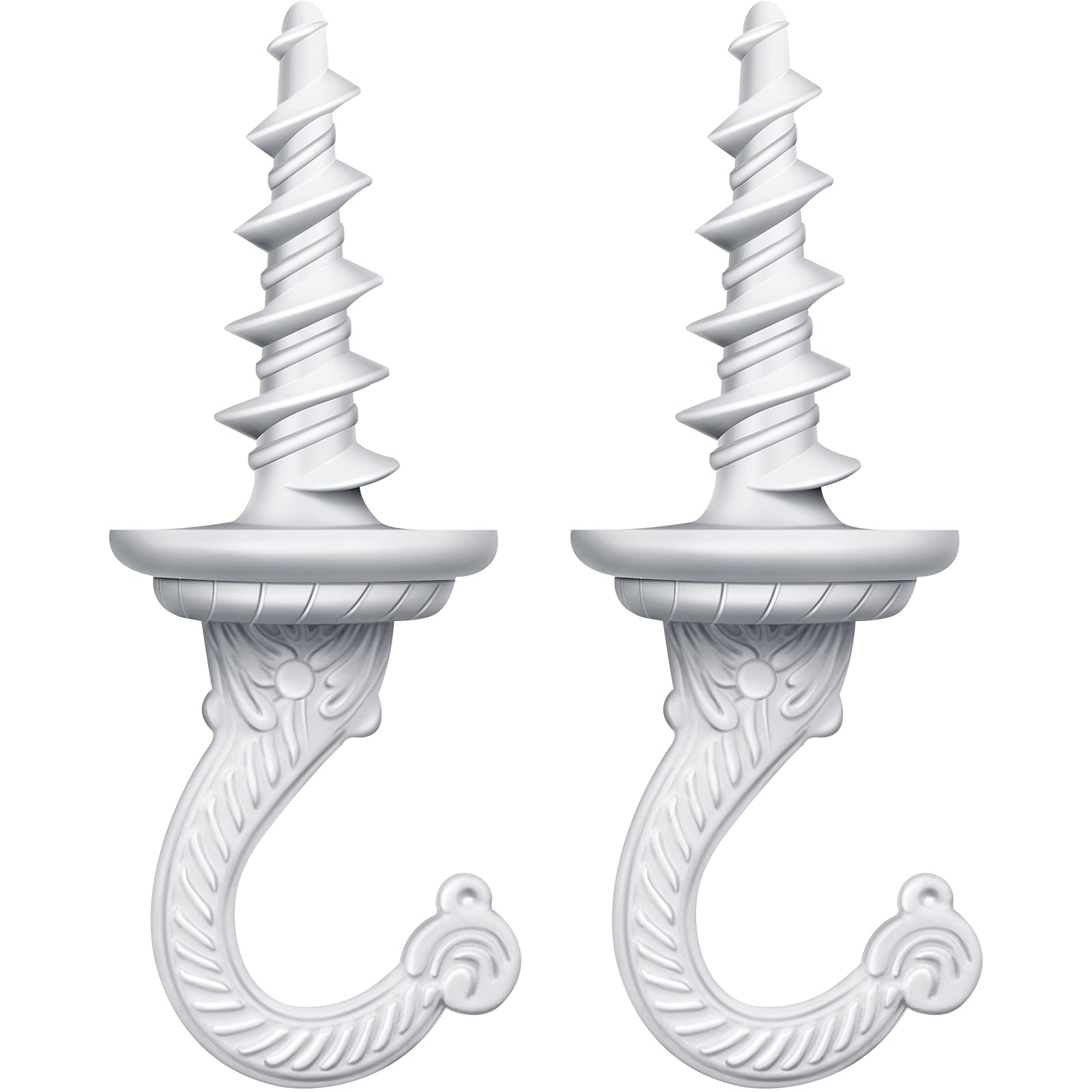 Ripeng Swag Ceiling Hooks Wall Hook Heavy Duty Swag Hook Indoor Outdoor for Hanging Plants Chandelier (White,2 Pieces)