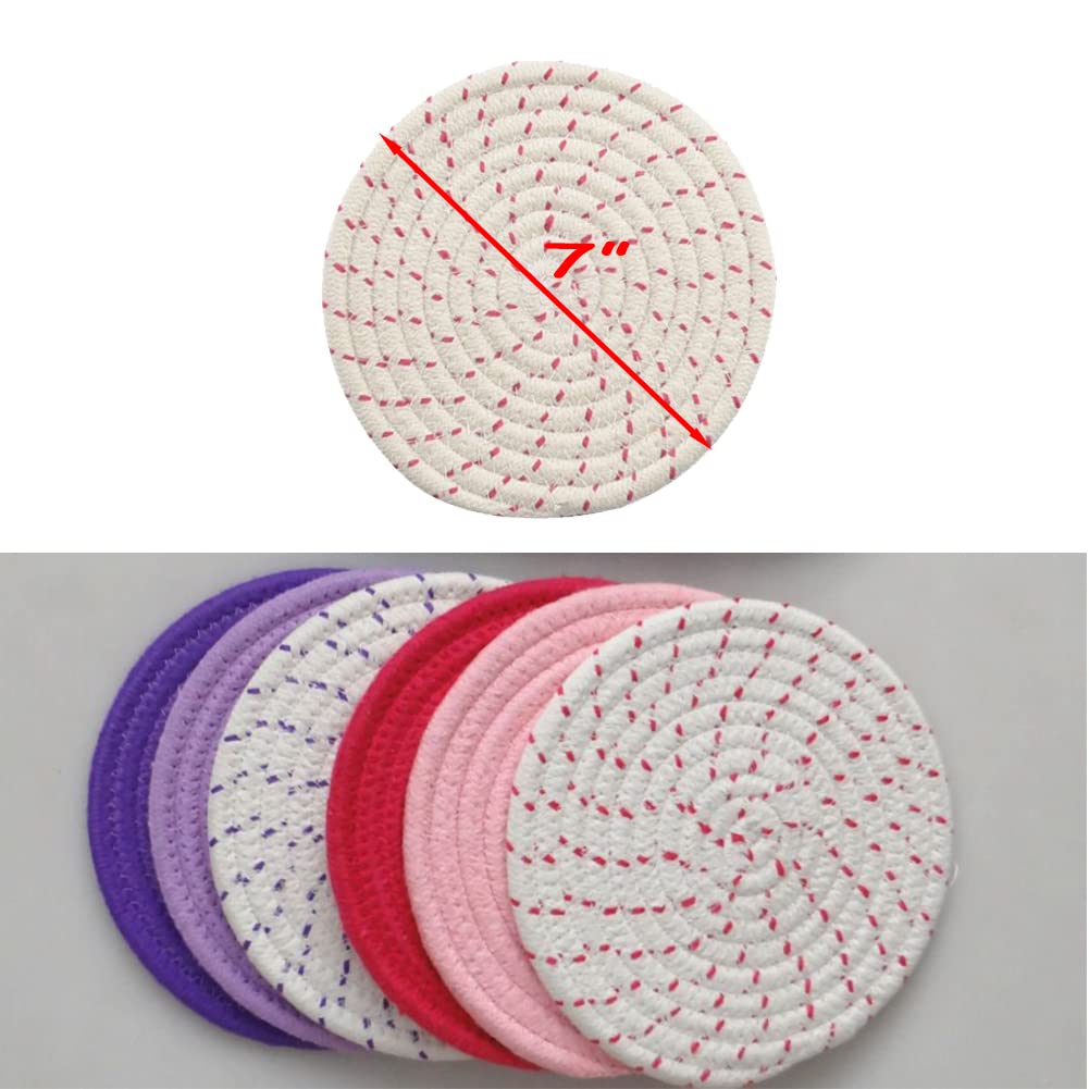 ELANE 6 Pcs Cotton Hot Pads Pot Holders for Kitchen Heat Resistant,Kitchen Hot Pads for Table,7 inch