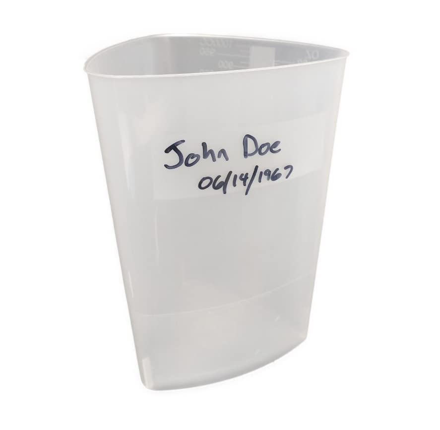 Plastic Graduated Triangular Intake Output Container [5 Pack] 32 Ounce Three-Sided Translucent Laboratory Beaker for Measuring and Mixing - Clear Markings in oz and cc - for Specimen, Paint and Epoxy